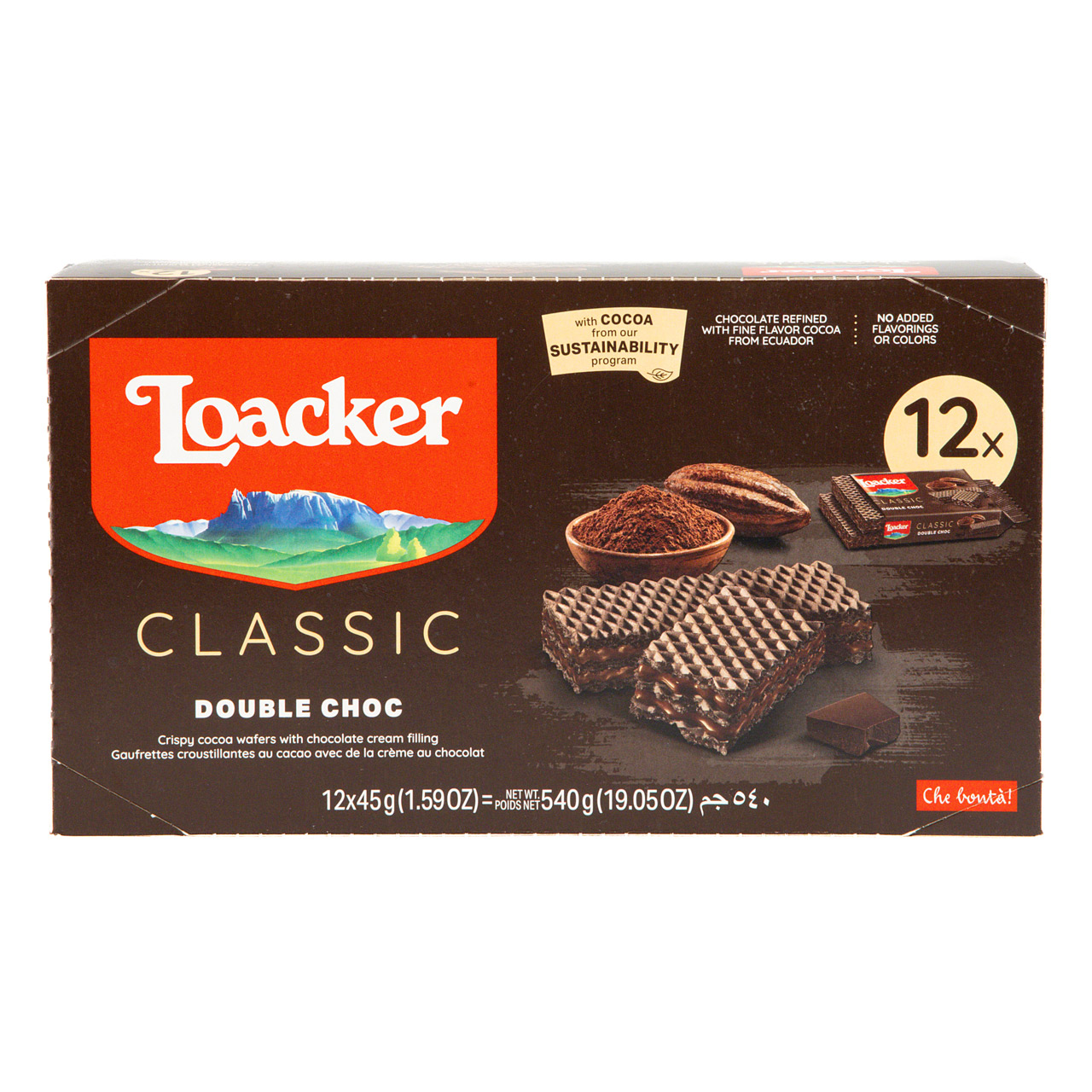 Loacker Classic Cocoa&Milk Wafers, Crème-filled Wafer Snack, 45g/1.59oz ...