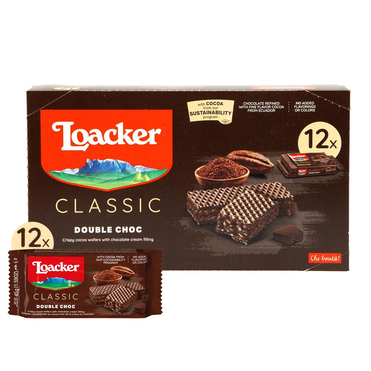 Loacker Classic Double SCH4 Choc Wafers - Premium Crispy Cocoa Cookies ...