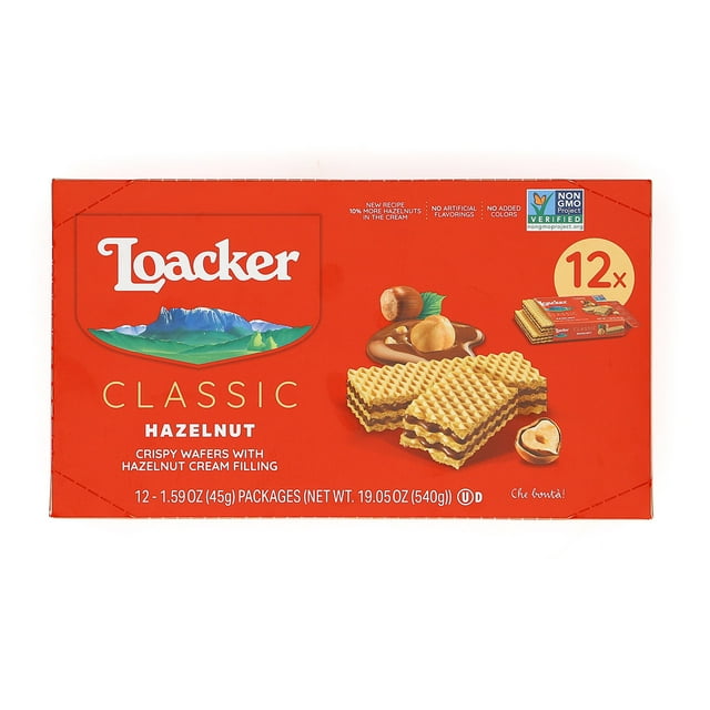 Loacker Classic Hazelnut Wafers, Non-GMO Crème-filled Wafer Snack, 45g ...
