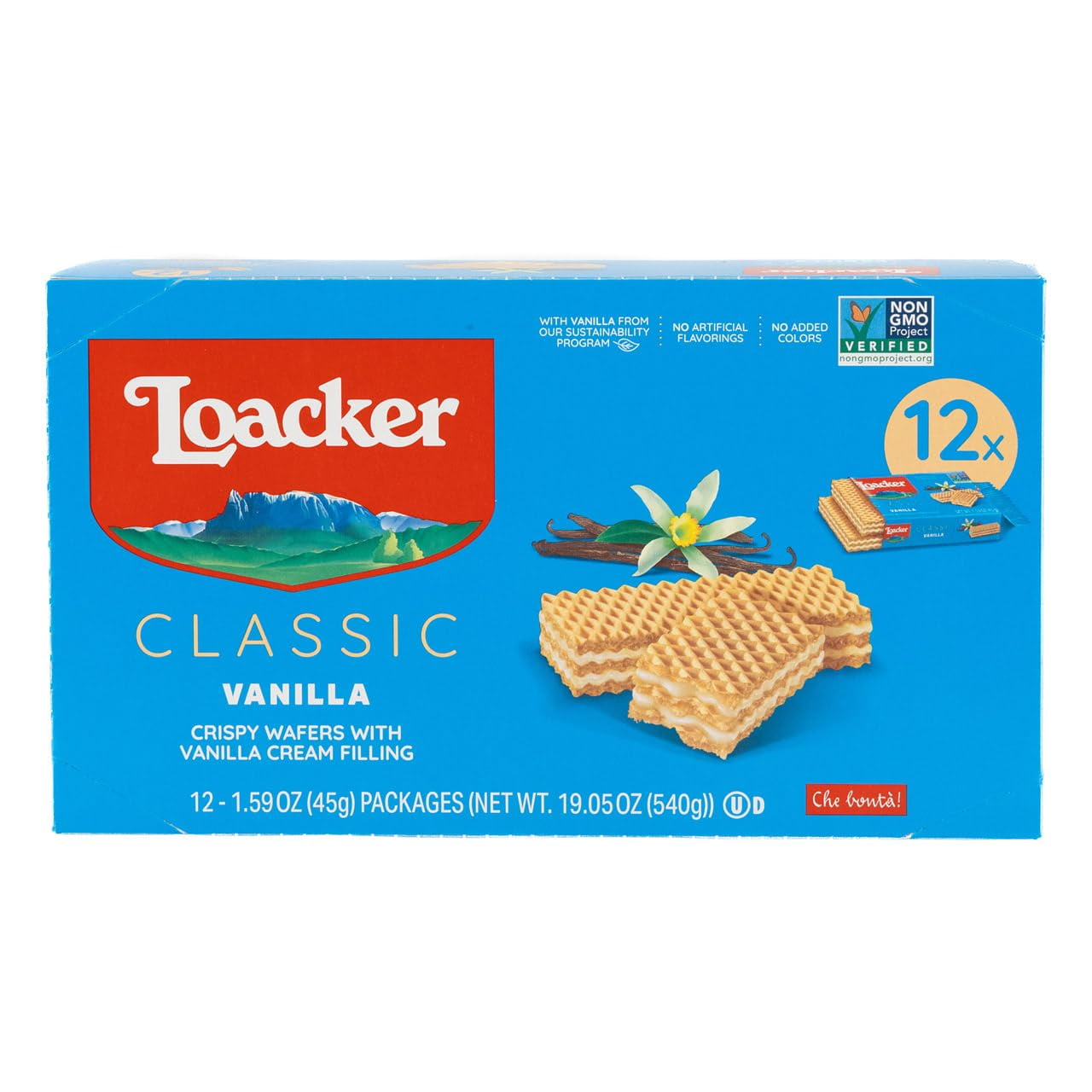 Loacker Classic Vanilla Wafer Cookies, Non-GMO, 45g Pack of 12 ...