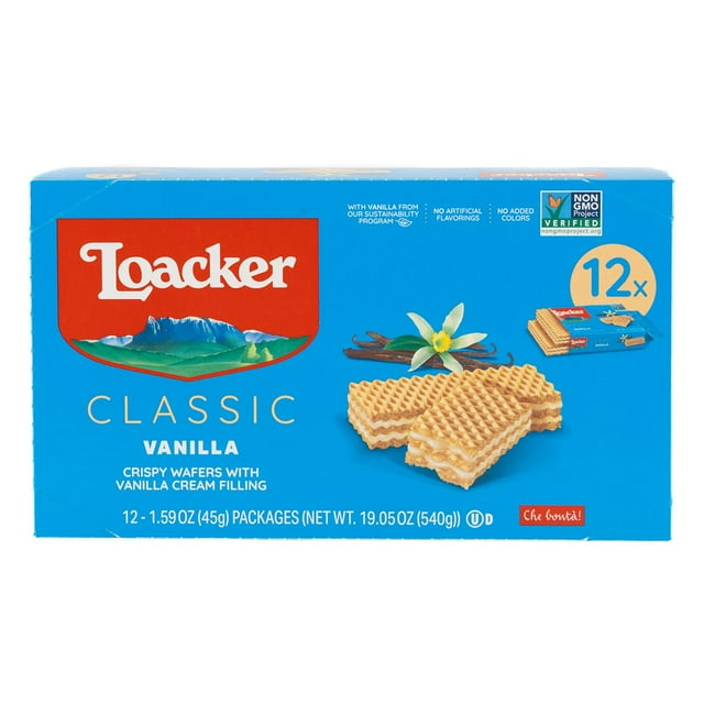 Loacker Classic Vanilla Wafer Cookies, Non-GMO, 45g Pack of 12 ...
