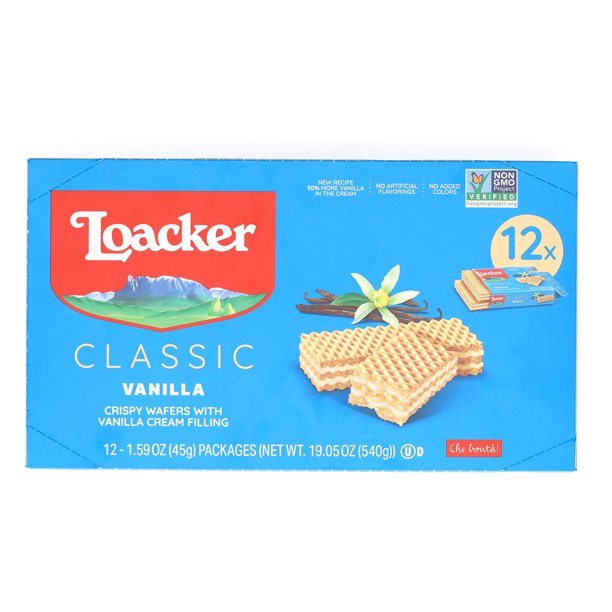 Loacker Classic Vanilla Wafers, Non-GMO Crème-filled Wafer Snack, 45g/1 ...