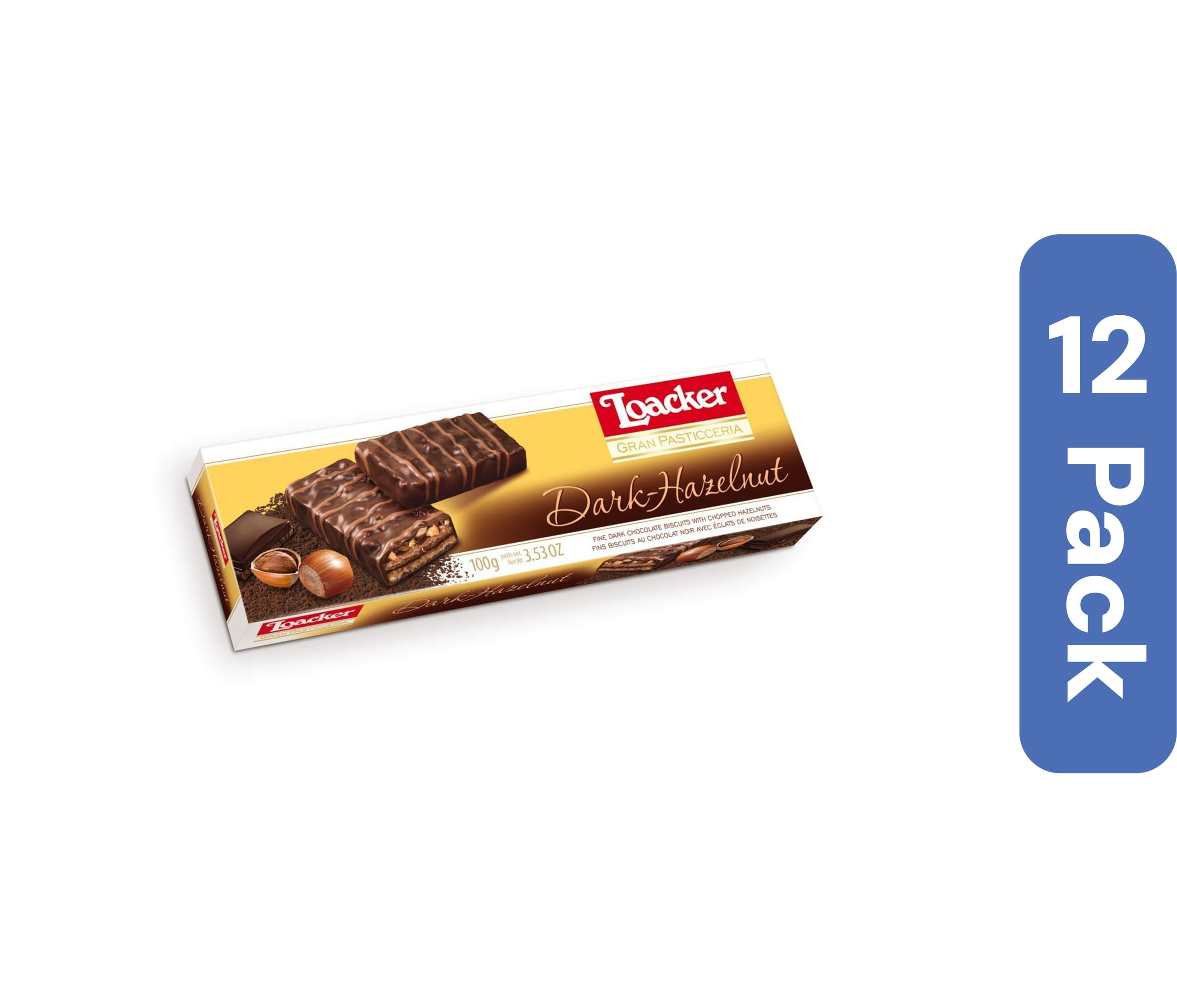 Loacker Cookie Pasticceria Hazelnut Dark 100g 3.53 oz (Pack Of 12 ...