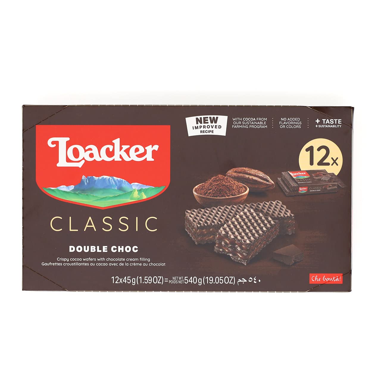 Loacker Premium Double Chocolate Wafer Cookies| Multipack of 12 snacks ...