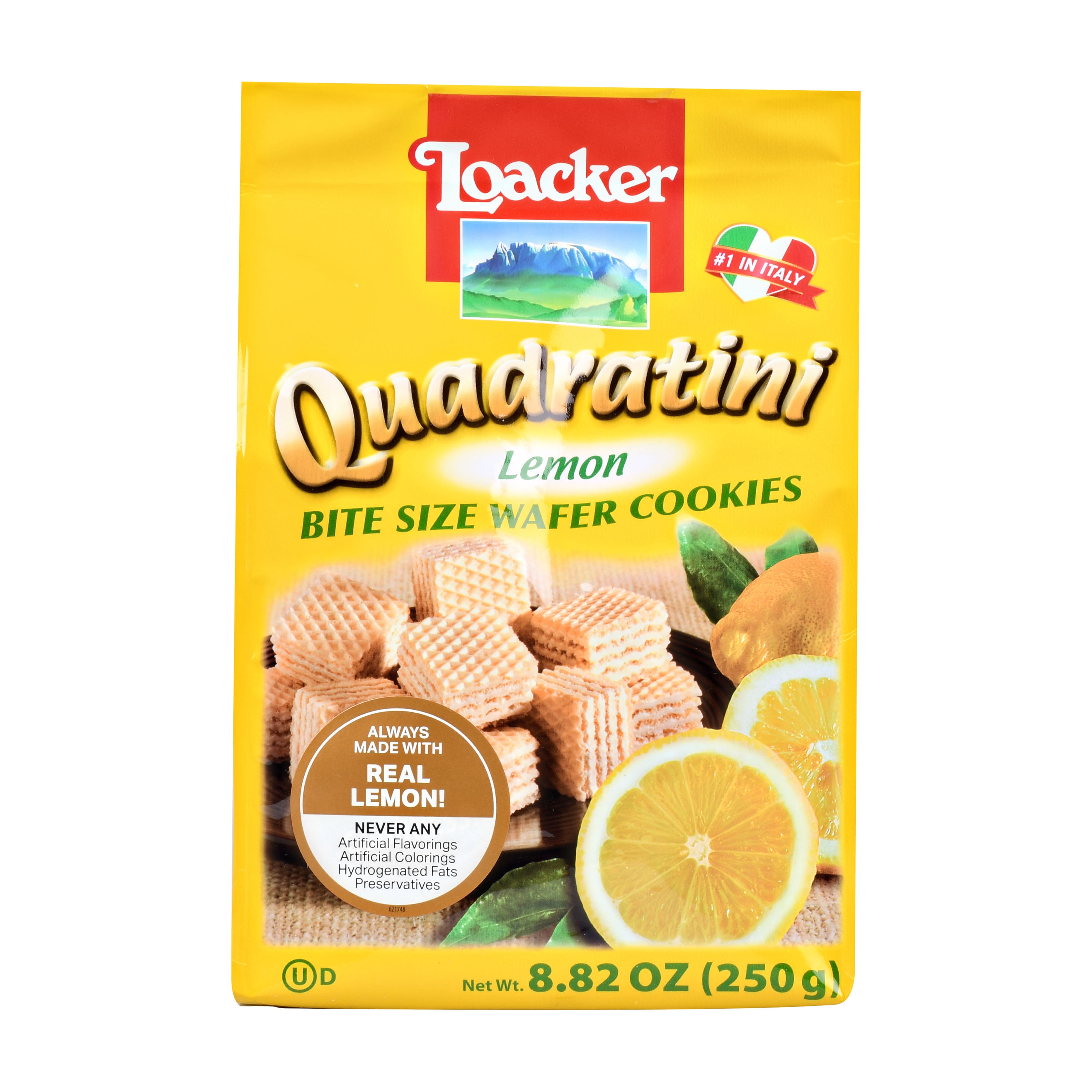 Loacker Quadratini Lemon Flavored Bite Size Wafer Cookies, 8.82 OZ ...
