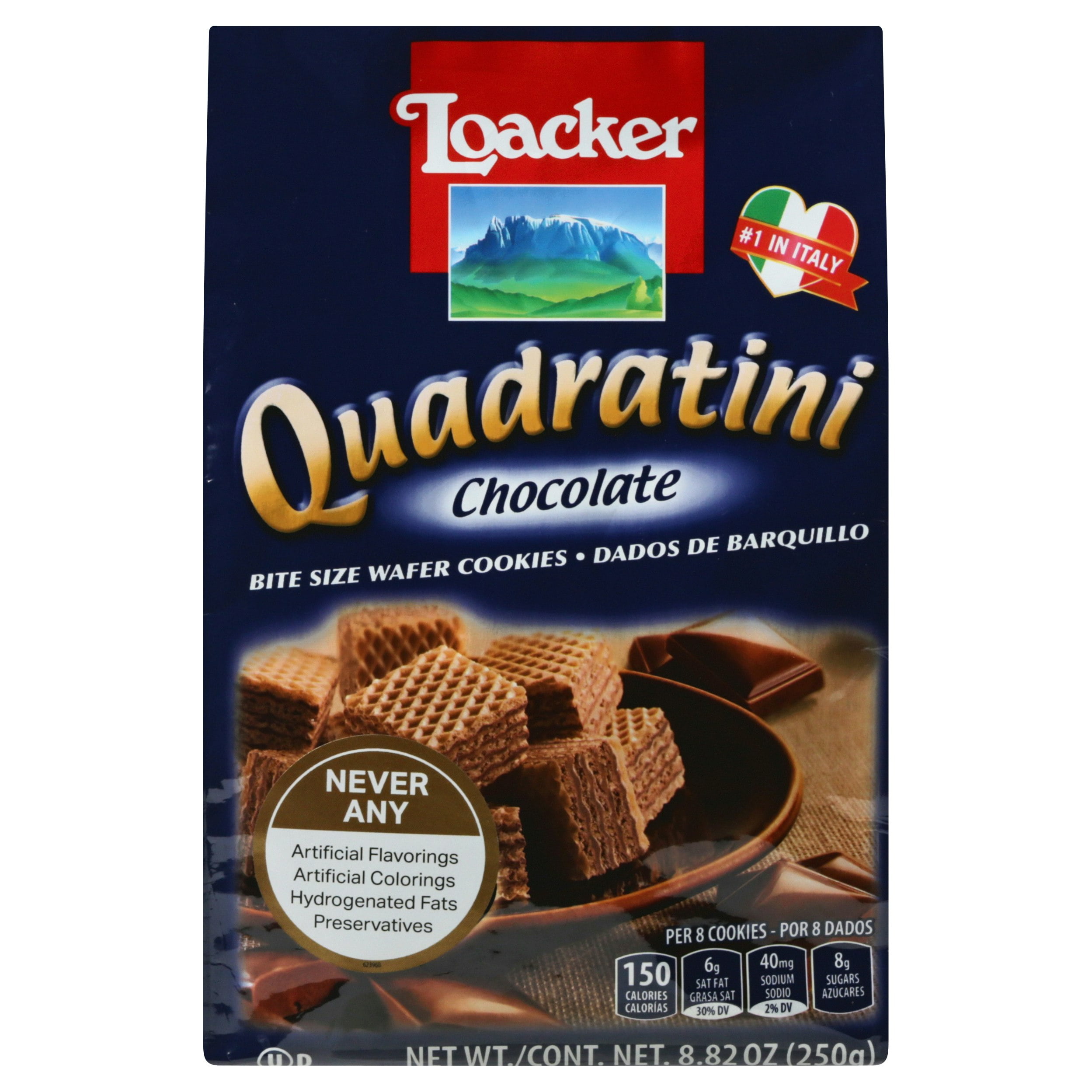 Loacker Quadratini Chocolate Cream Wafer 250 g (8.82 oz) (Pack Of 6 ...
