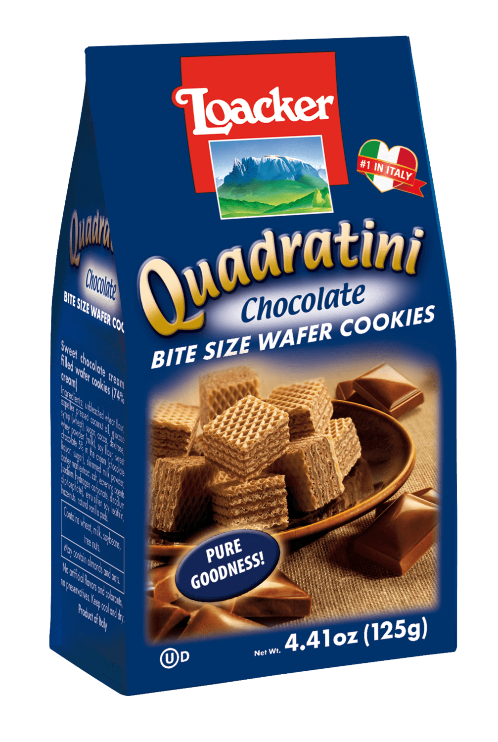 Loacker Quadratini Chocolate Wafer Cookies, 125g/4.41oz., Pack of 6 ...