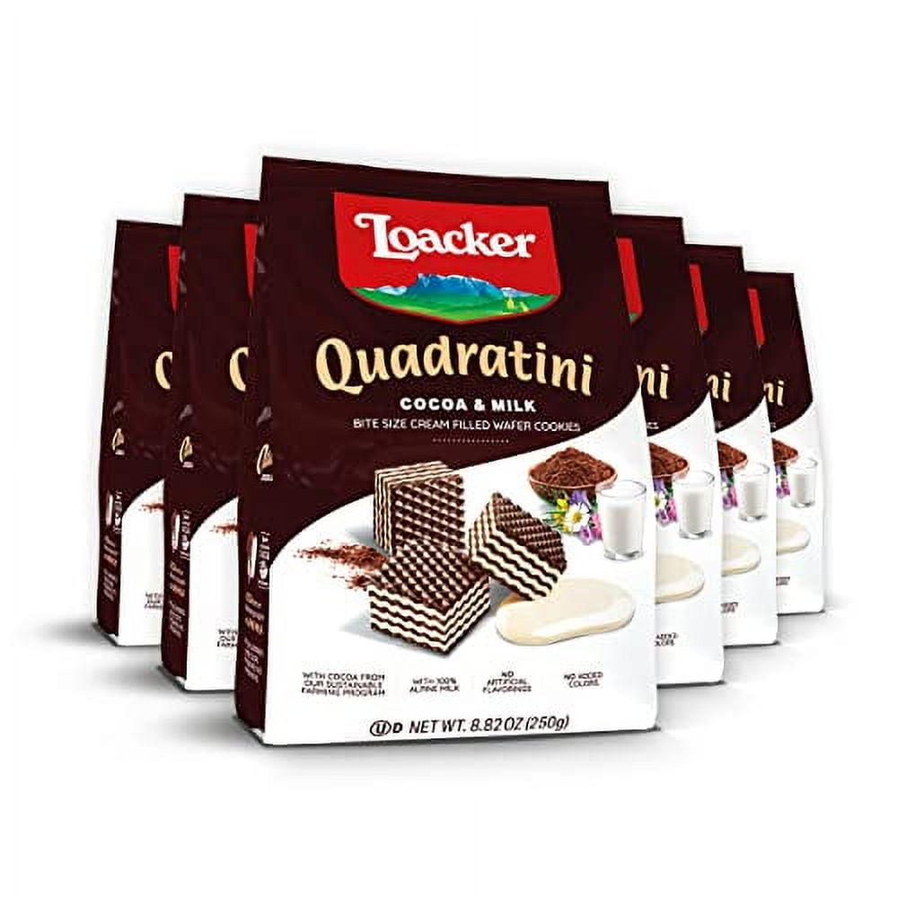 Loacker Quadratini Cocoa & Milk Wafer Cookies LARGE - 30% Less Sugar ...