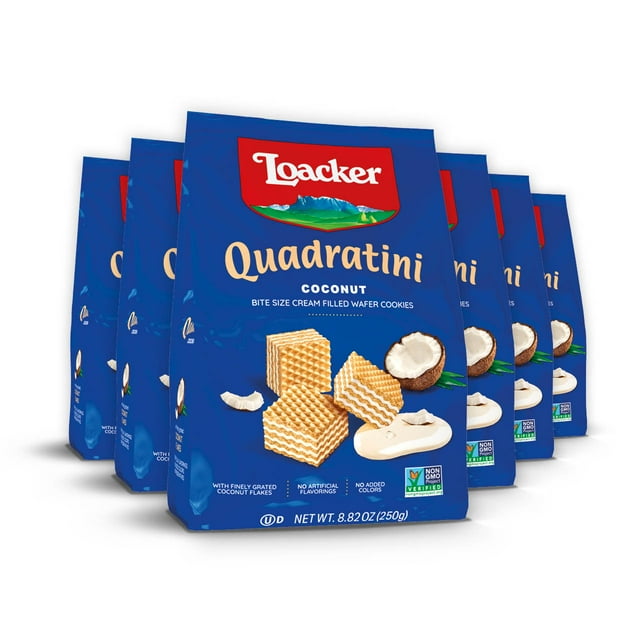 Loacker Quadratini Coconut Wafer Cookies, Non-GMO, Bite-Size, 8.82 oz, Pack of 6 - Walmart.com