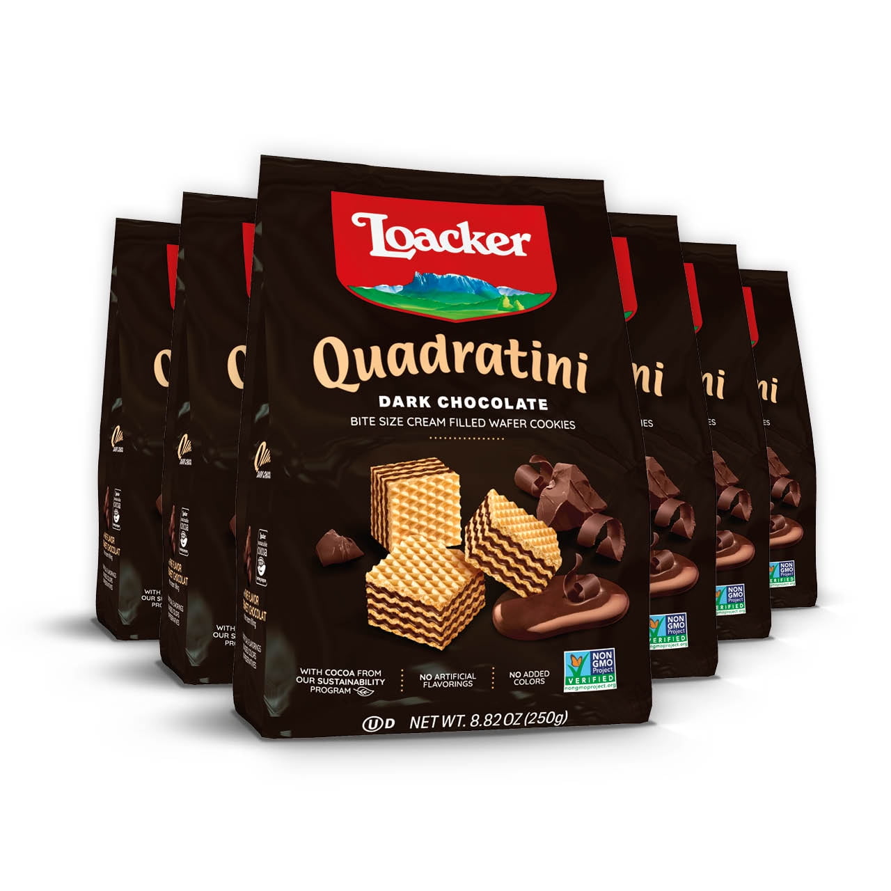 Loacker Quadratini Dark Chocolate Wafer Cookies, Non-GMO, Bite-Size ...