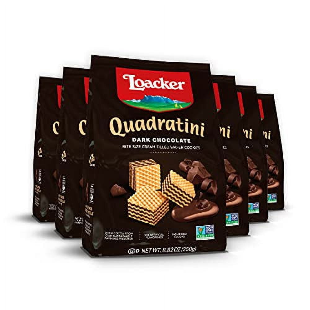 Loacker Quadratini Dark Chocolate Wafer Cookies LARGE - 30% Less Sugar ...