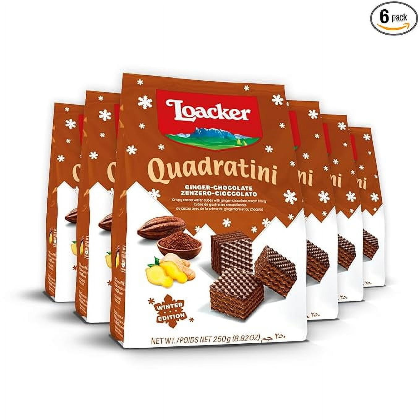 Loacker Quadratini Ginger Chocolate Wafer Cookies LARGE - 30% Less ...
