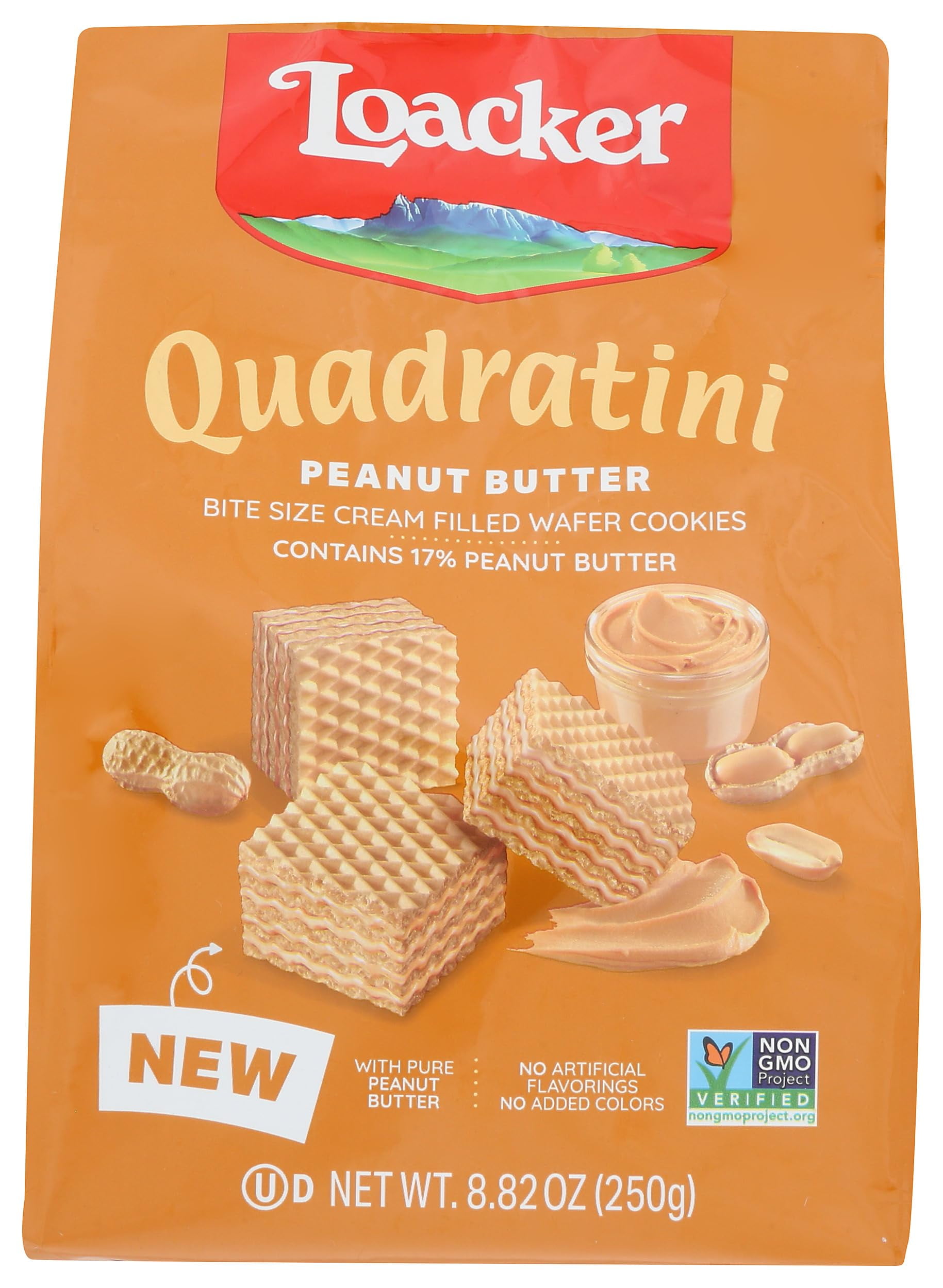 Loacker Quadratini Peanut Butter bite-size HYZ01 Wafer Cookies ...