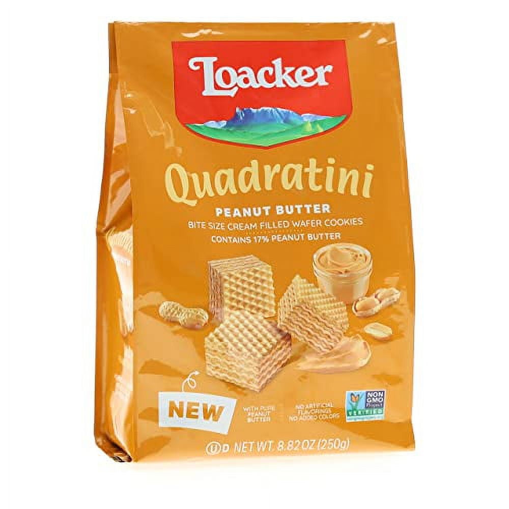 Loacker Quadratini Peanut Butter bite-size Wafer Cookies | Crispy ...