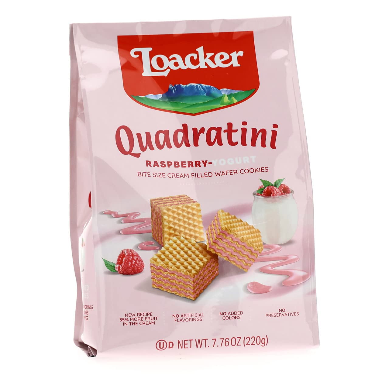 Loacker Quadratini Premium Raspberry-Yogurt Wafer Cookies, 220G/7.76Oz ...
