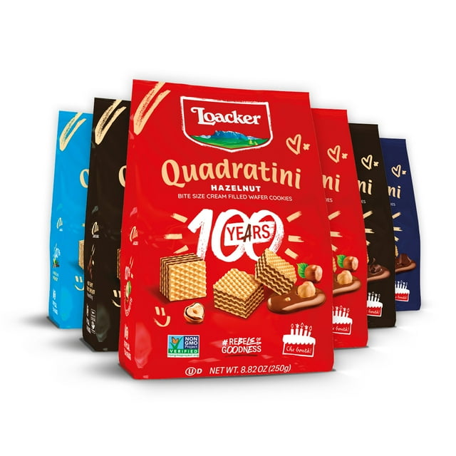 Loacker Quadratini Variety Pack Wafer Cookies, Mix of Hazelnut/Dark ...