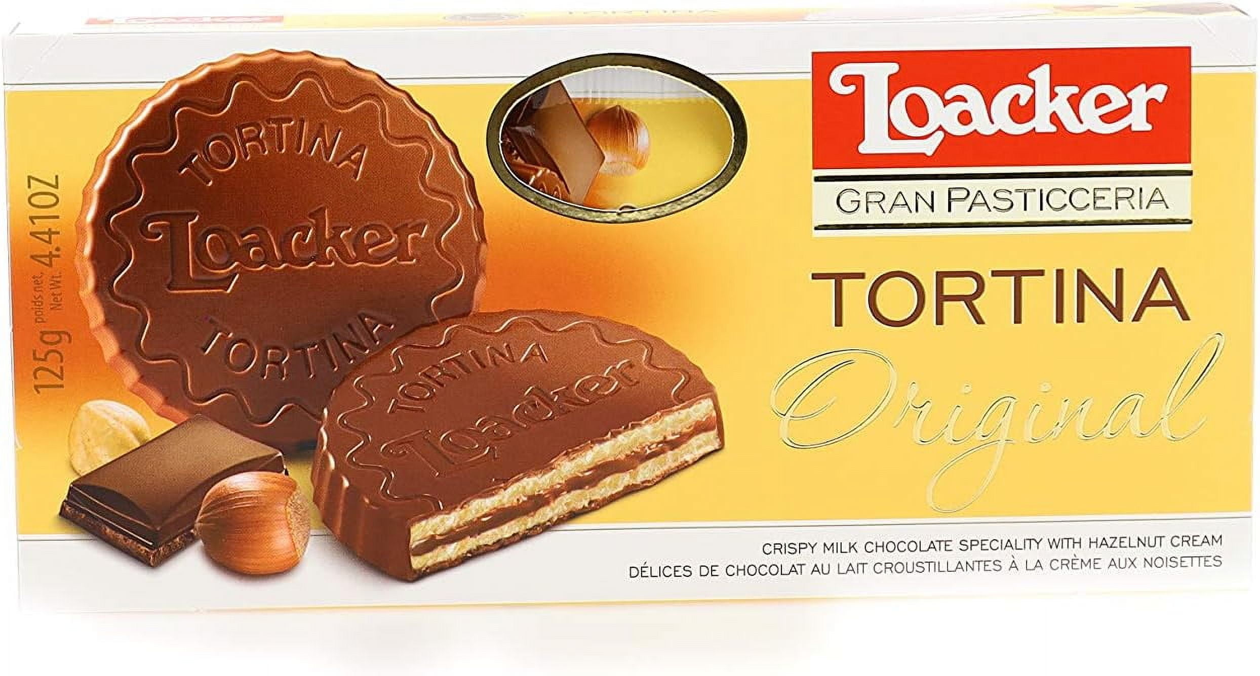 Loacker Tortina Premium Chocolate Coated Wafer, Original 125g/4.41 oz ...