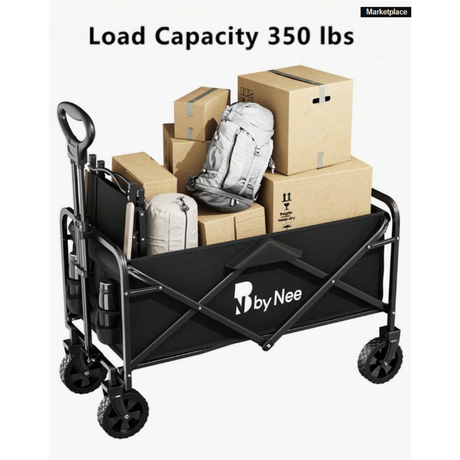Load Capacity 350 lbs Collapsible Wagon Cart Foldable,Utility Carts for ...