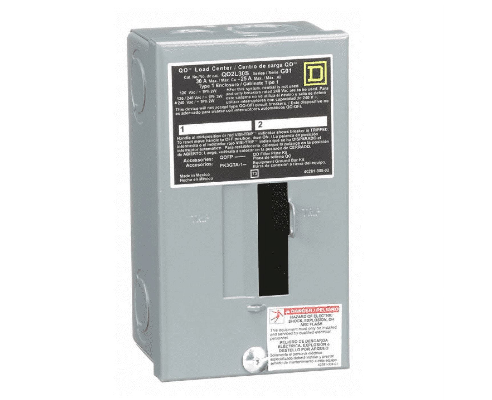 Load Center, 2 Spaces, 30 A Amps, 120/240V AC, QO Circuit Breaker Type ...