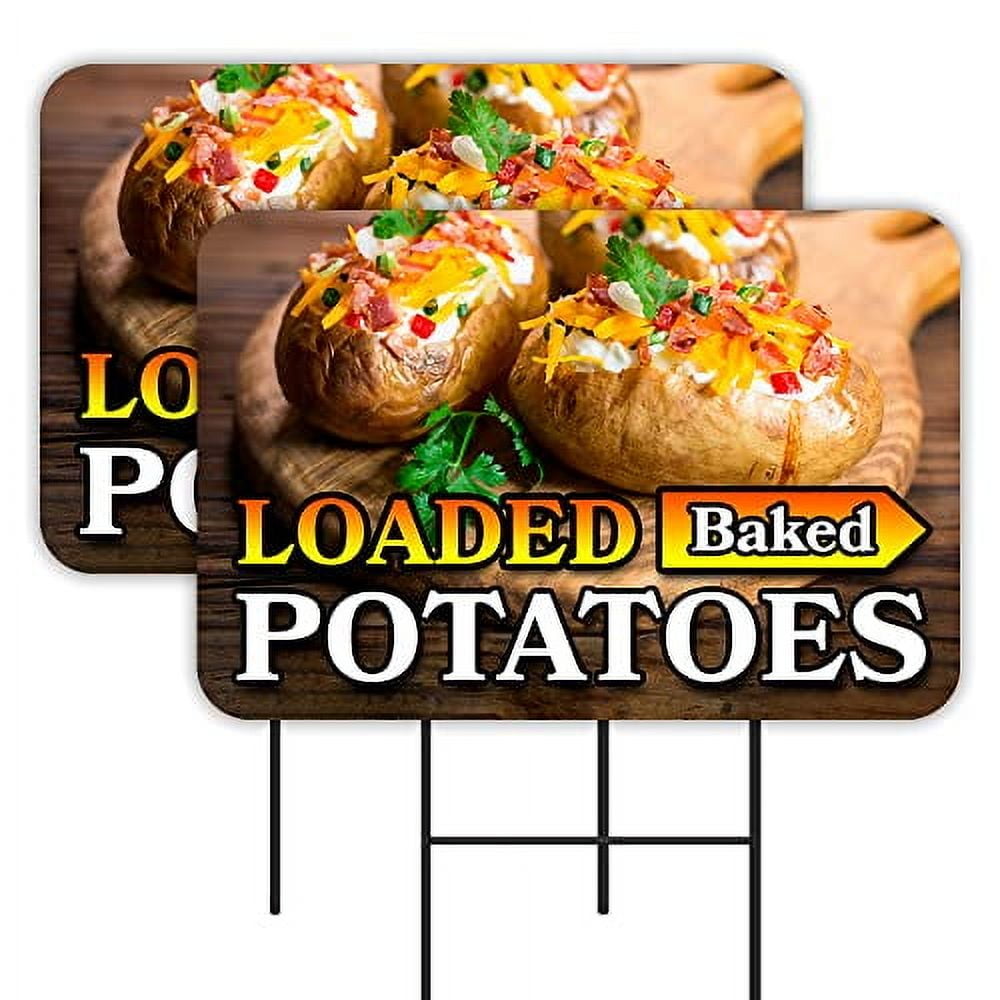 Loaded Baked Potatoes 2 Pack Double-Sided Yard Signs 16" x 24" with ...