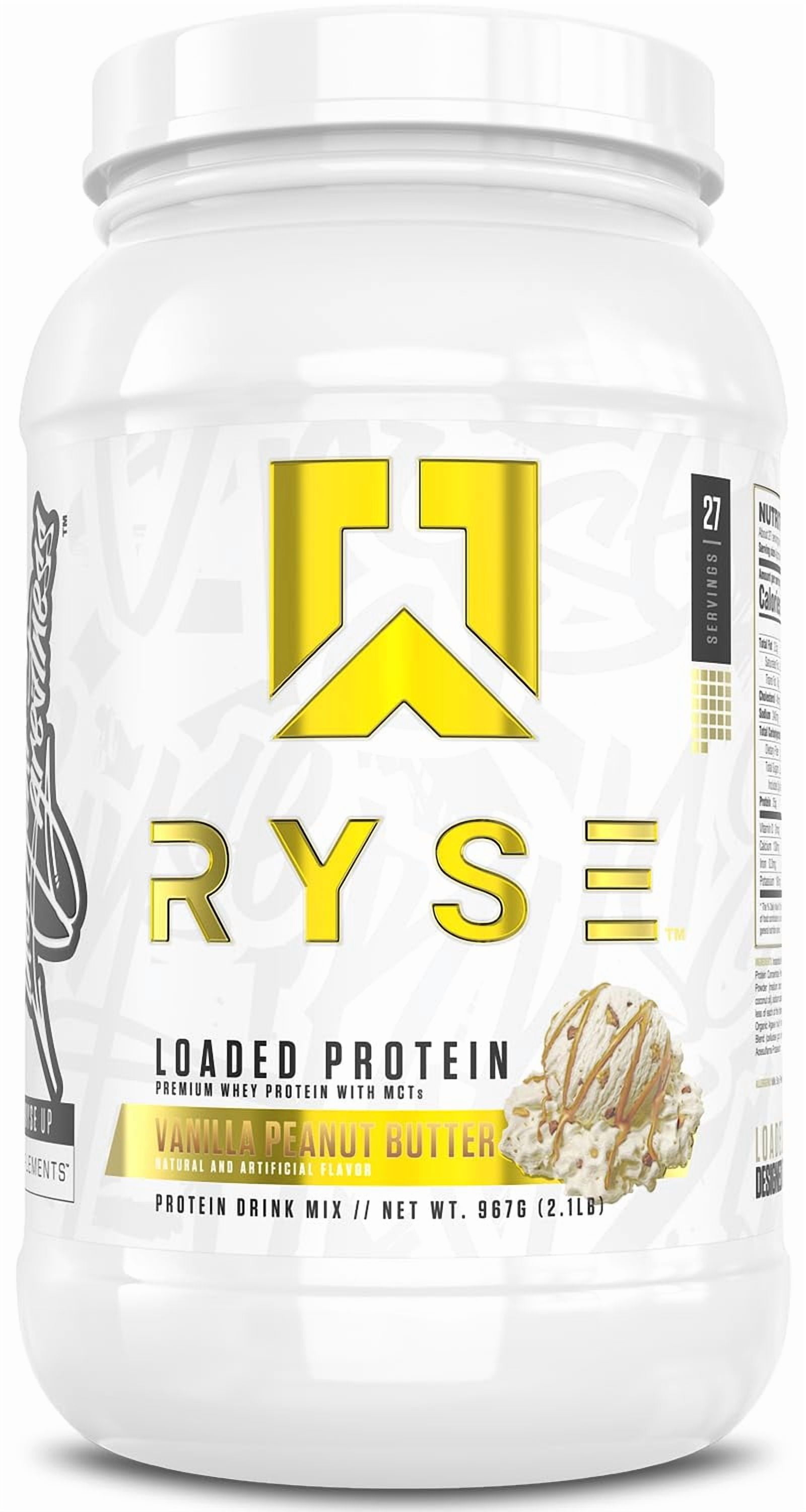 Ryse Loaded Premium Whey Protein Powder with MCTs, Healthy Fiber - Vanilla Peanut Butter (2.1 ...