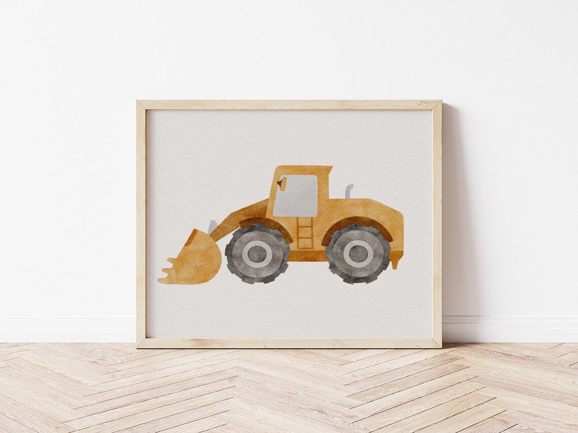 Loader Truck Poster: Yellow Construction Vehicle Nursery Art, Unframed ...