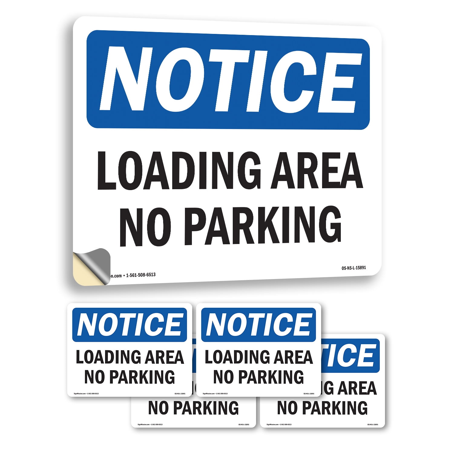 Loading Area No Parking OSHA Notice Vinyl Decal Label 5 Inch x 3.5 Inch ...