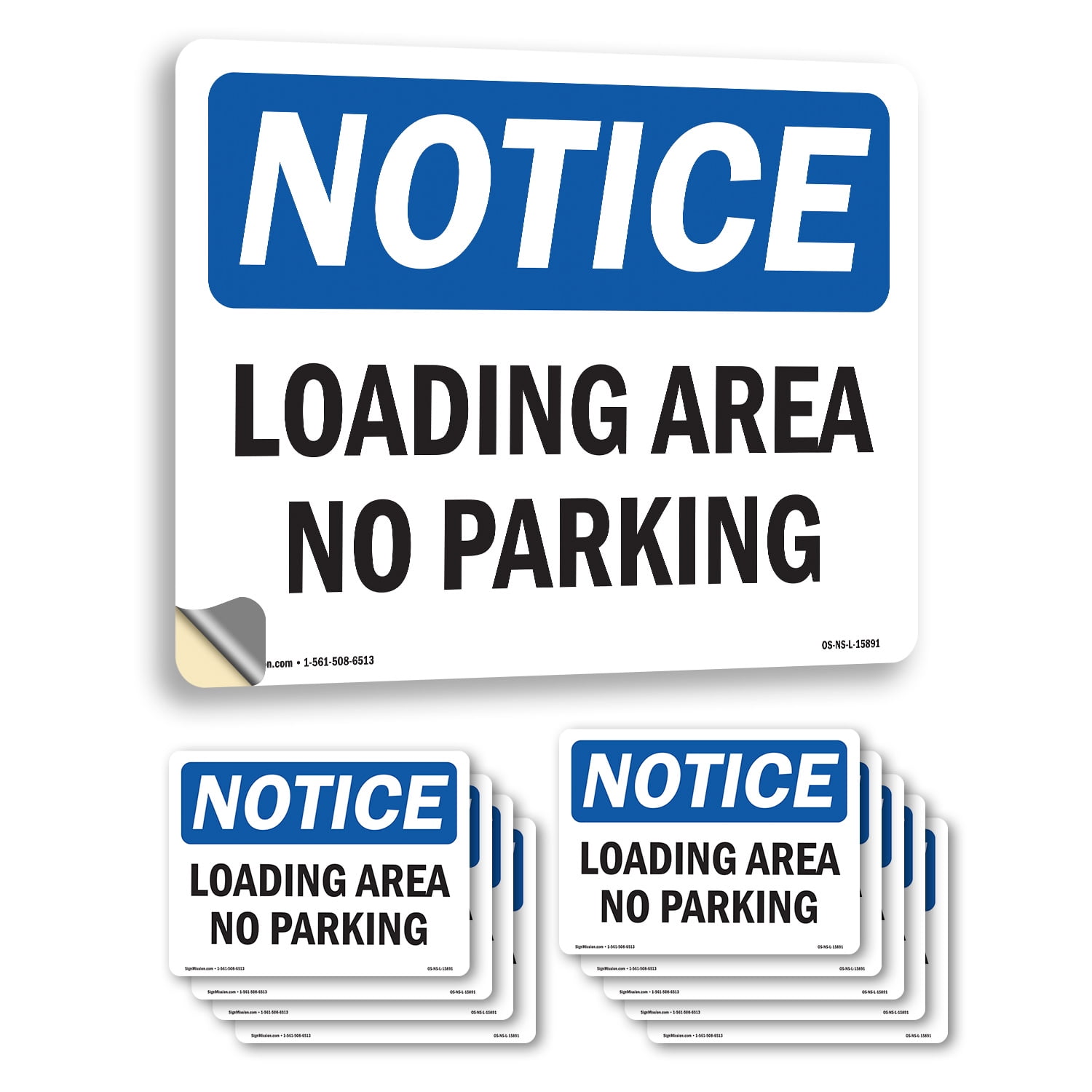 Loading Area No Parking OSHA Notice Vinyl Decal Label 7 Inch x 5 Inch ...