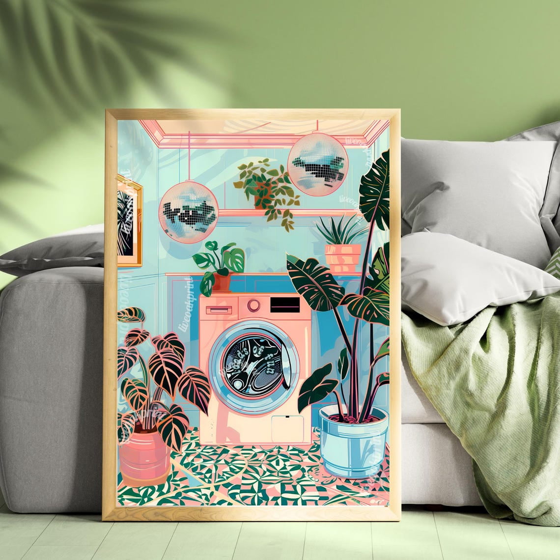 Loads Of Fun! Disco Laundry Print - Pink Laundry Decor - Botanical Laundry Room Art - Whimsical ...