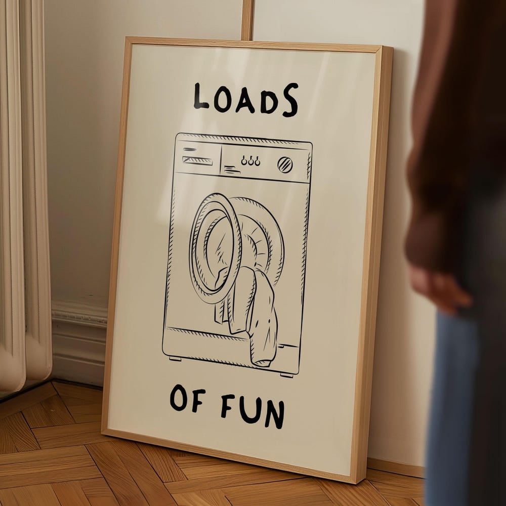 Loads Of Fun Poster Funny Laundry Print Laundry Room Decor Cute Quote ...