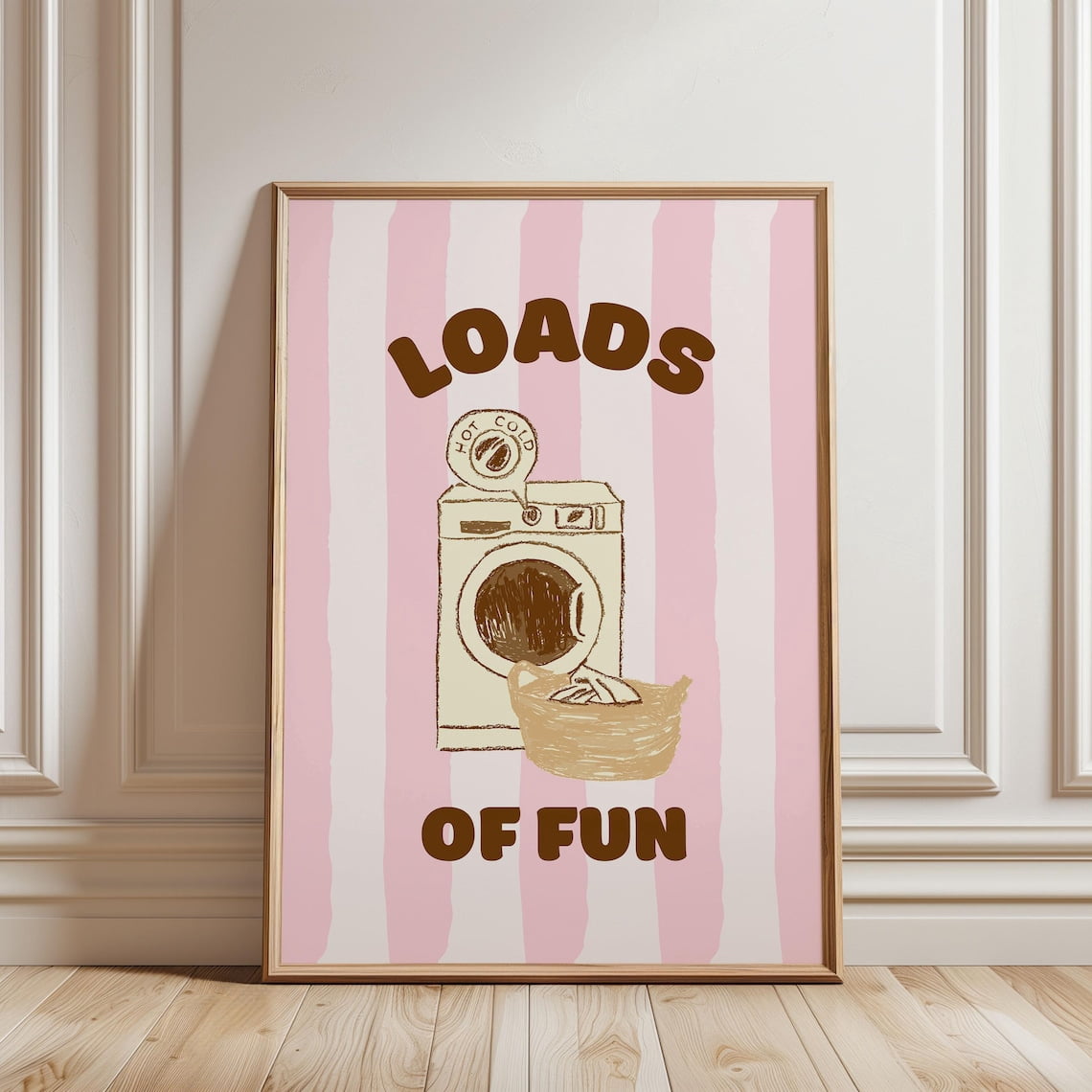Loads Of Fun Laundry Rules Poster, Pink Girly Stripe Line Pattern ...