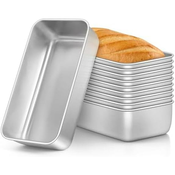Loaf Bread Pan Set of 10, 9x5 Stainless Steel Loaf Pan, Metal Rectangle ...