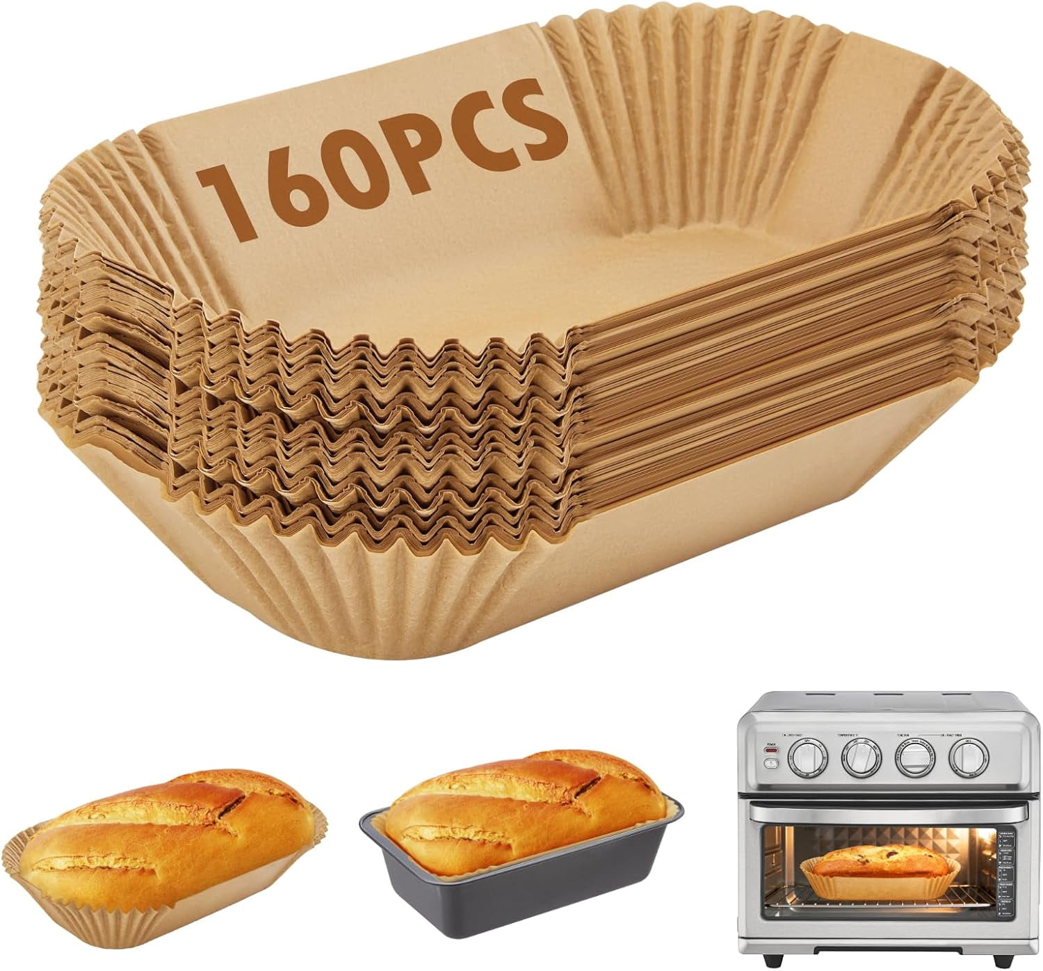 Loaf Pan Liners,160Pcs Paper Liners for Baking Bread 9x5 Inch,Non-Stick ...