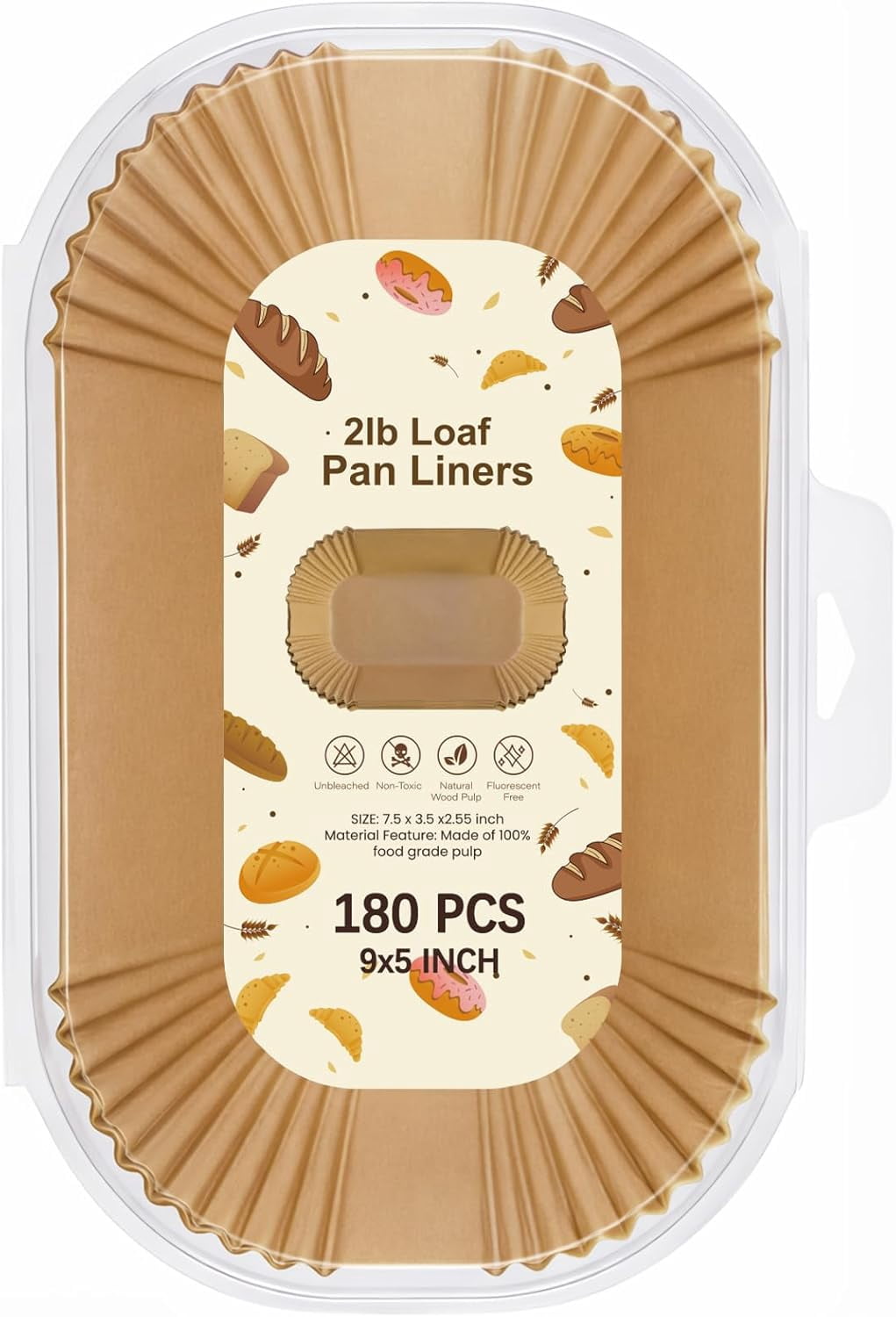 Loaf Pan Liners for Baking Bread 9x5 Inch, 180Pcs Non-Stick Bread Pan ...