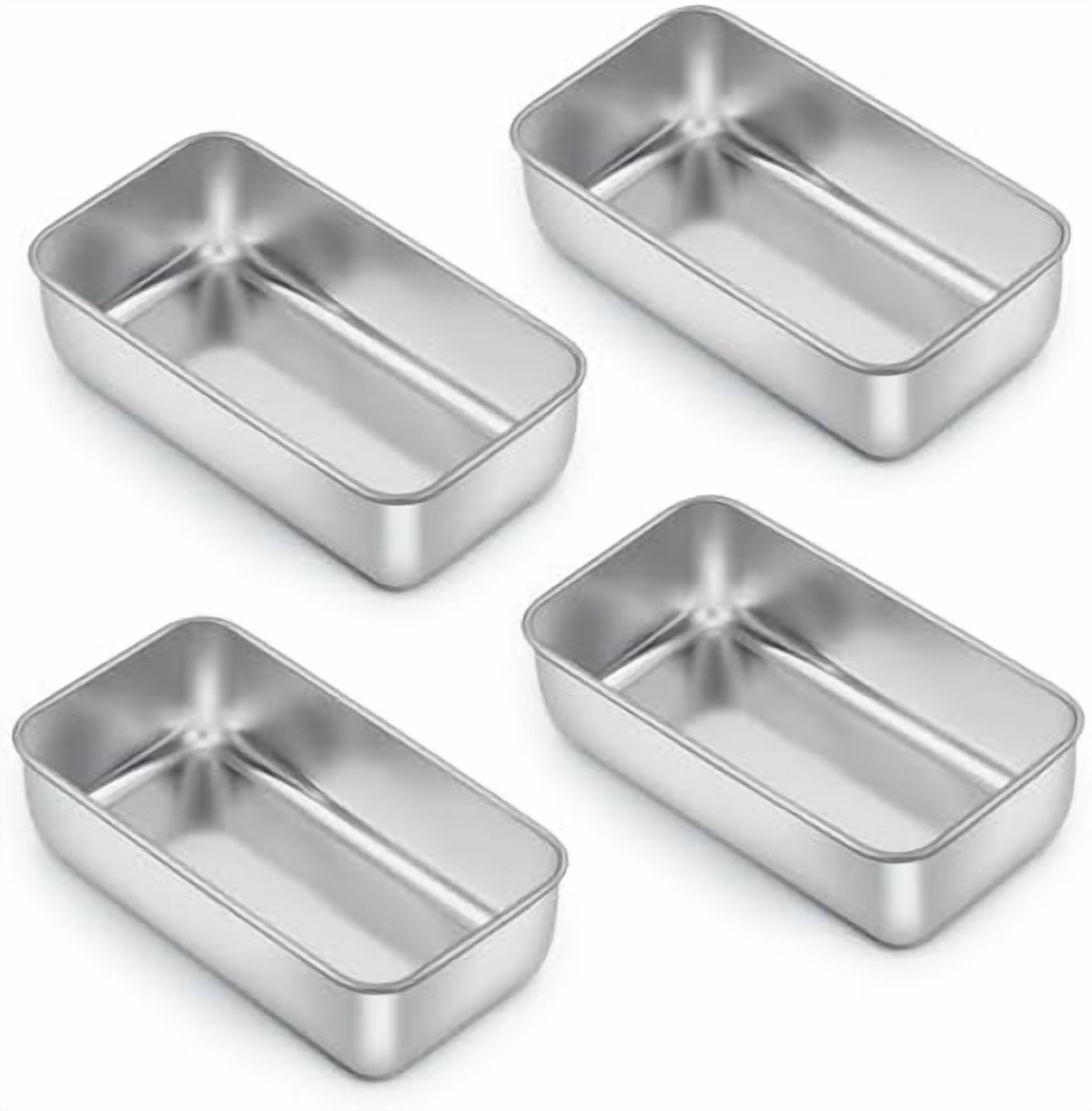 Loaf Pan Set of 4, 9x5 Inch Stainless Steel Bread Loaf Pan, Metal ...