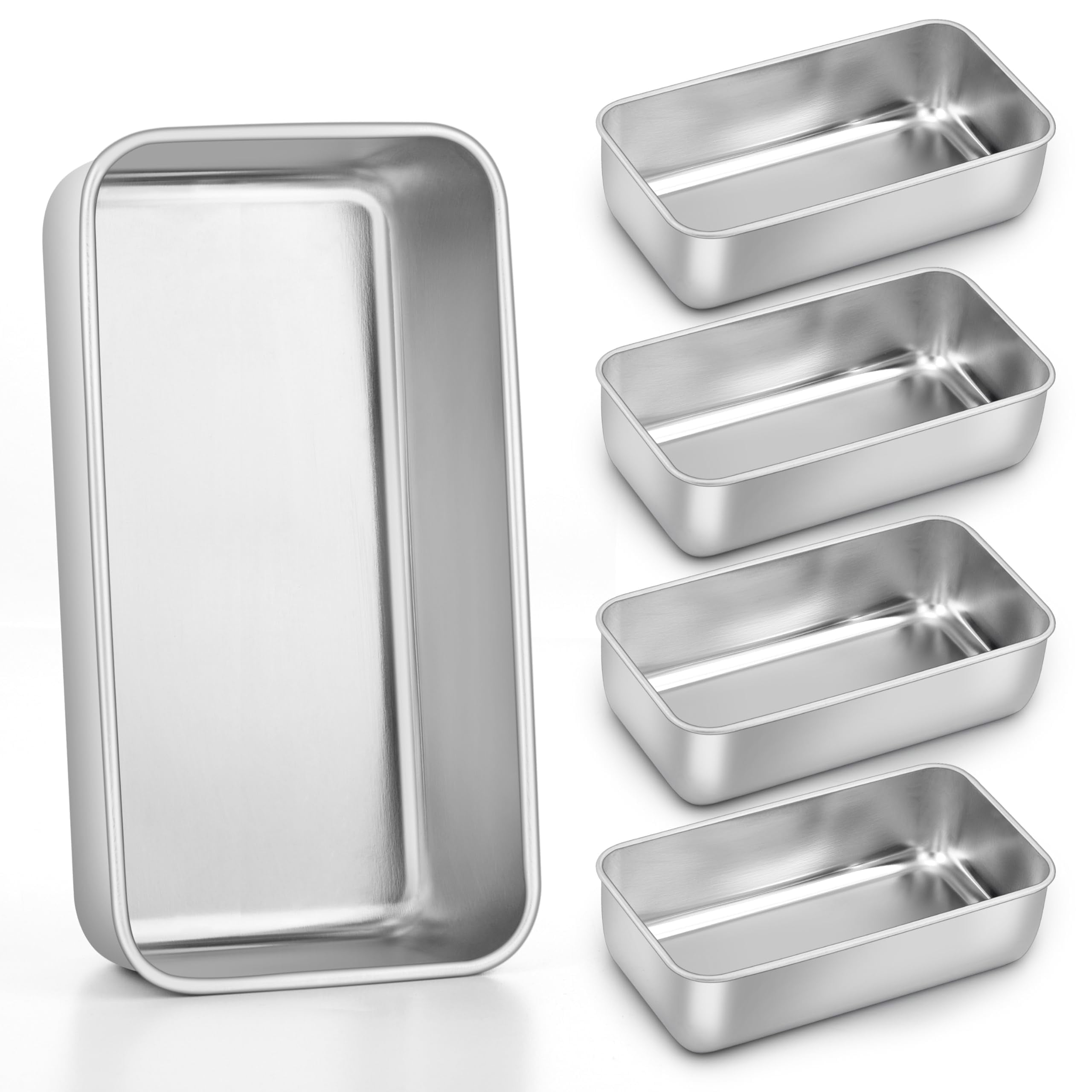 VeSteel Stainless Steel Loaf Pan Set of 5, 9x5 Inch Bread Pans, Durable ...