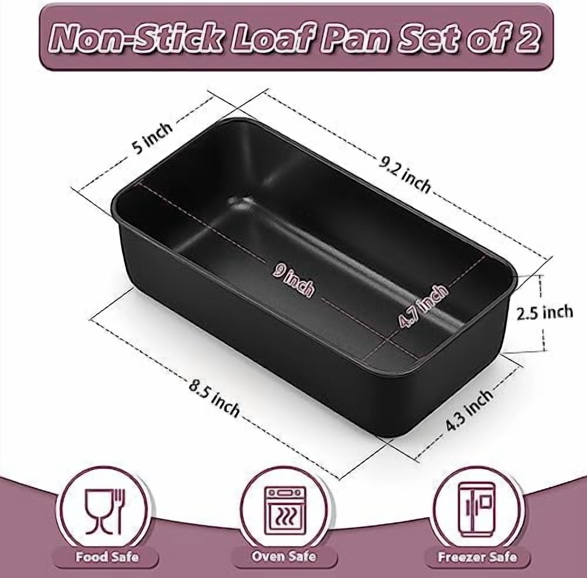 Loaf Pan Set, 9 x 5 Inch Bread Pans, Stainless Steel Loaf Toast Baking ...