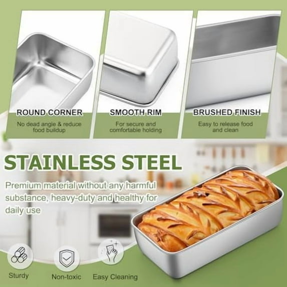Loaf Pan Set, 9 x 5 Inch Bread Pans, Stainless Steel Loaf Toast Baking ...