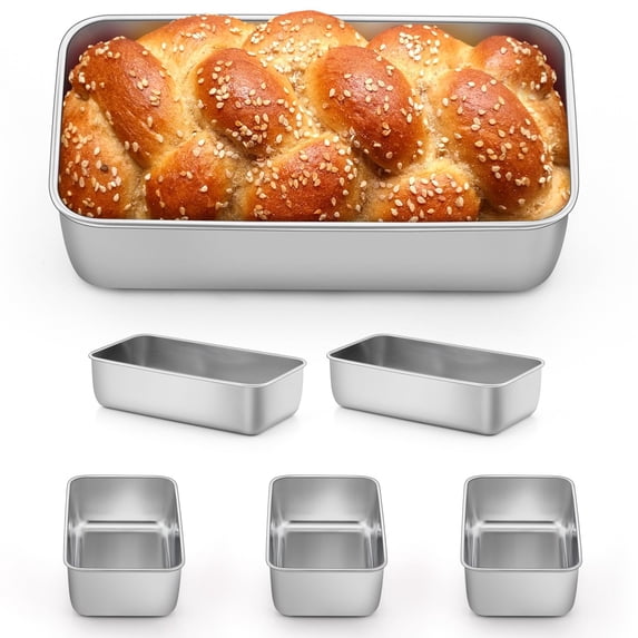 Loaf Pan Set 9x5 Inch Stainless Steel Bread Pans for Baking Meatloaf ...