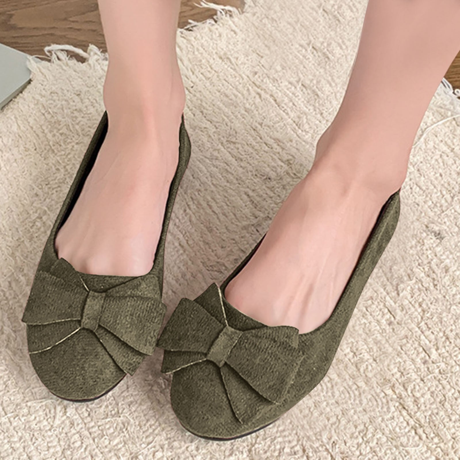 Loafers for Women 2025 Elegant Slip on Dressy Shoes Faux Suede Ballet ...