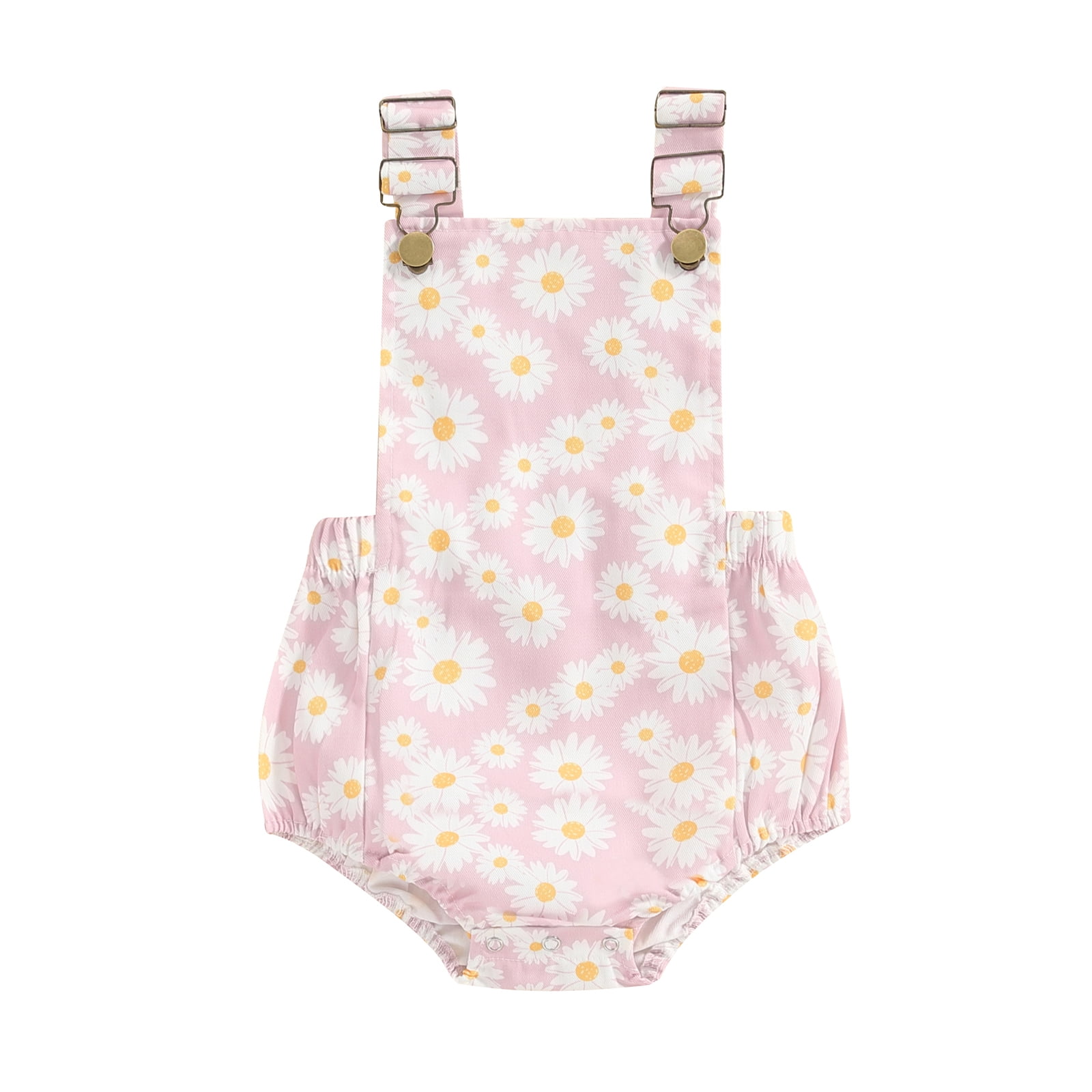 Loalirando Infant Baby Girl Summer Overalls Romper Daisy Sleeveless Backless Jumpsuit Button ...