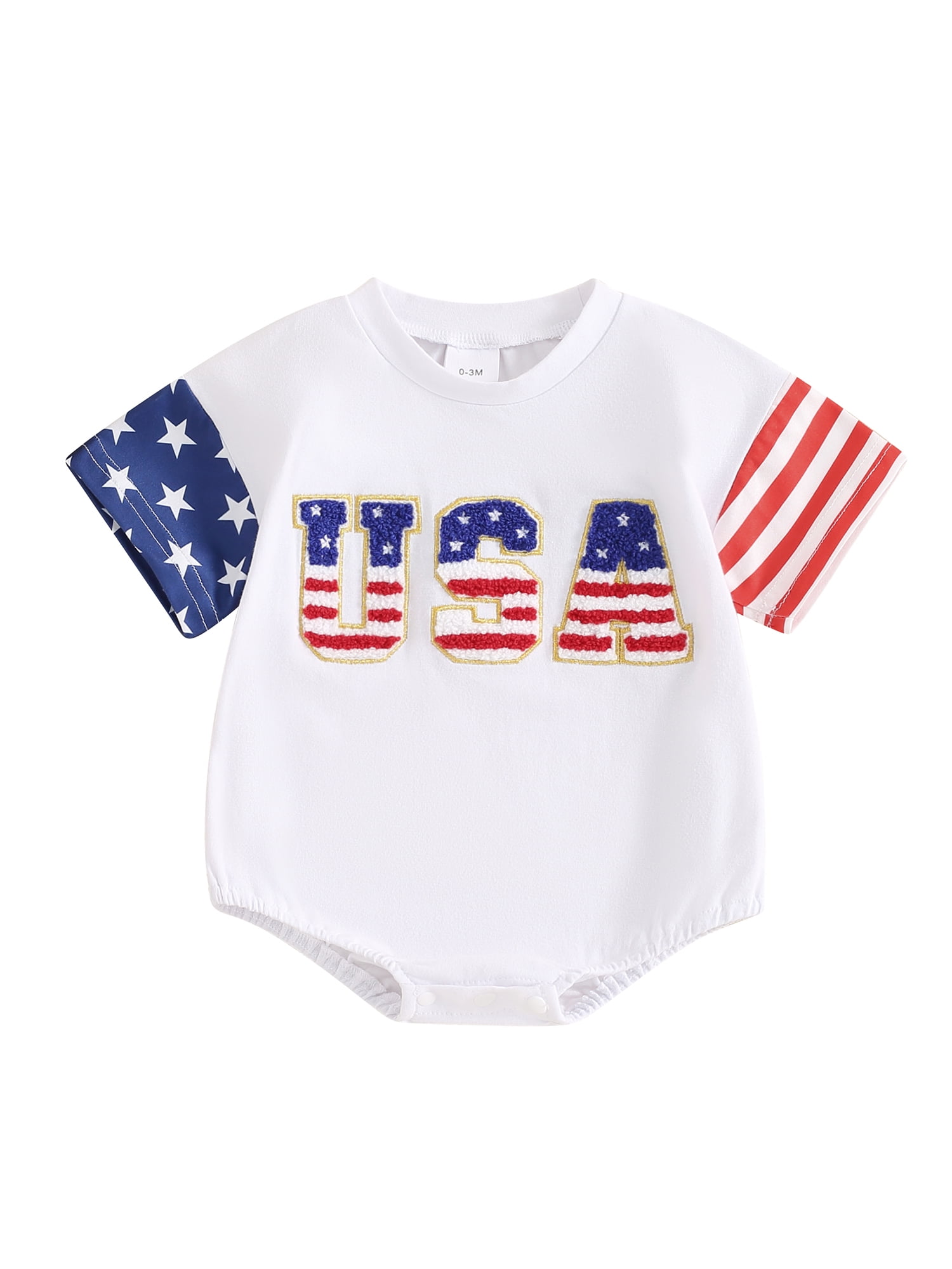 Loalirando Newborn Baby Boy Girls 4th of July Outfit American Flag Oversized Bubble Romper ...
