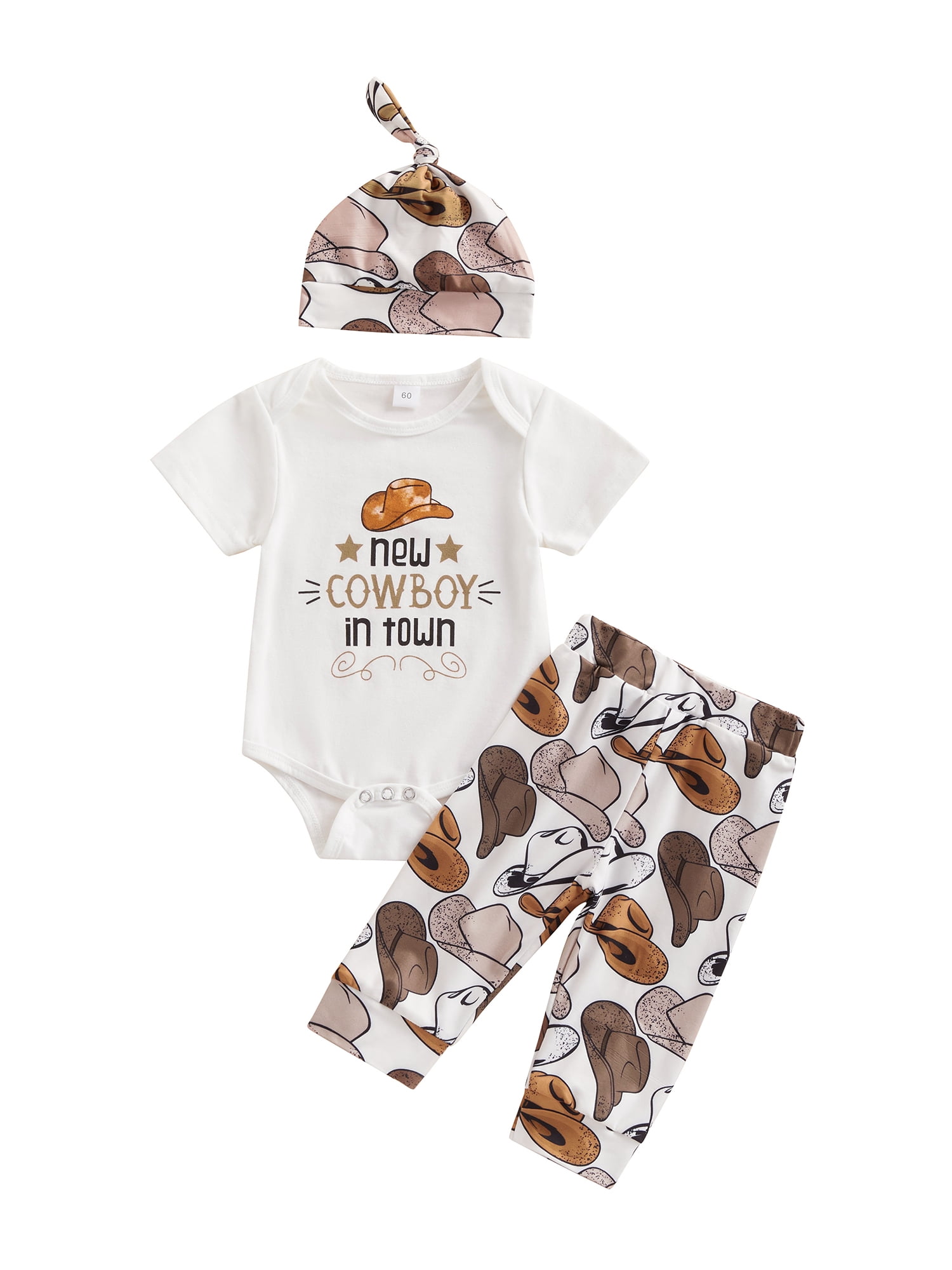 Loalirando Newborn Baby Boy Western Cowboy Clothes Outfits Letter Bodysuit Cowboy Hat/Boots/Cow ...