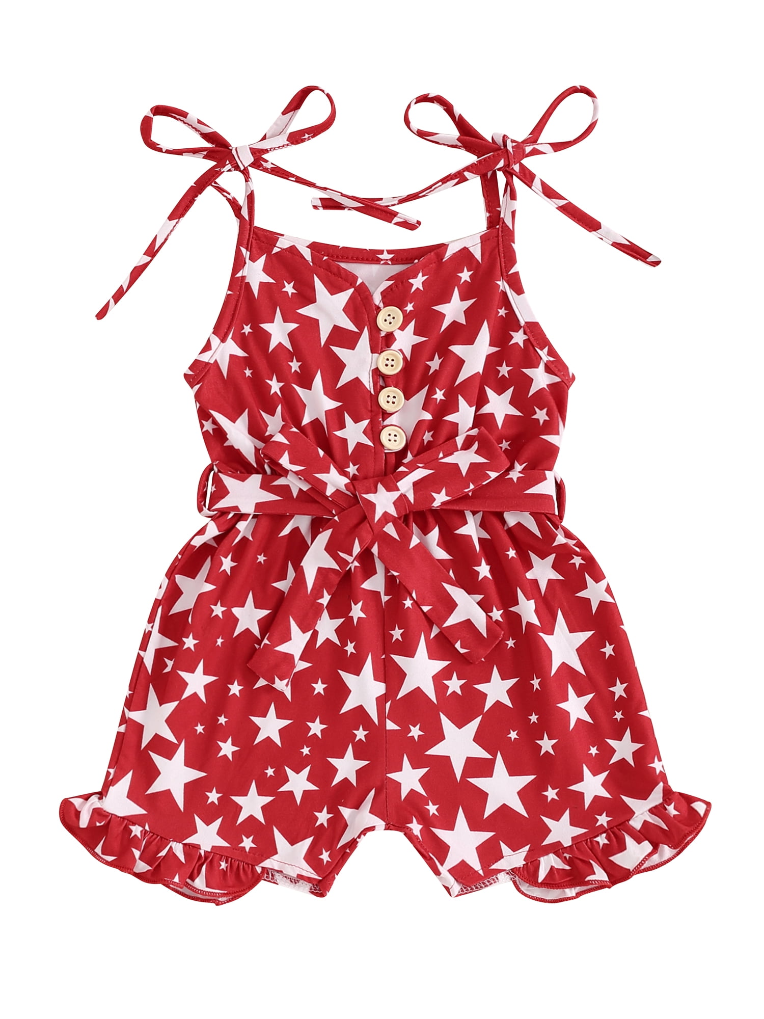 Loalirando Toddler Baby Girl 4th of July Outfits Star Stipe Tie-up ...