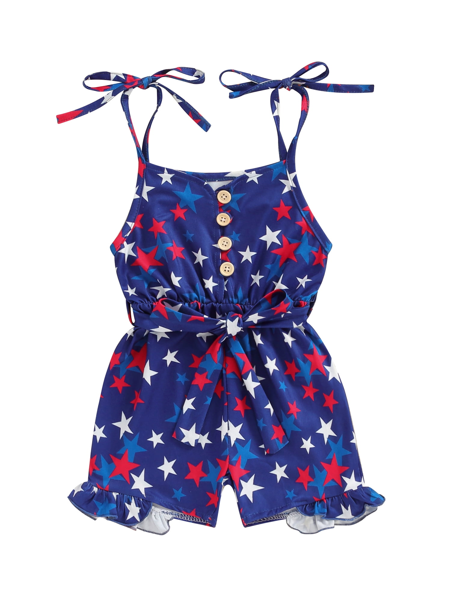Loalirando Toddler Baby Girl 4th of July Outfits Star Stipe Tie-up ...