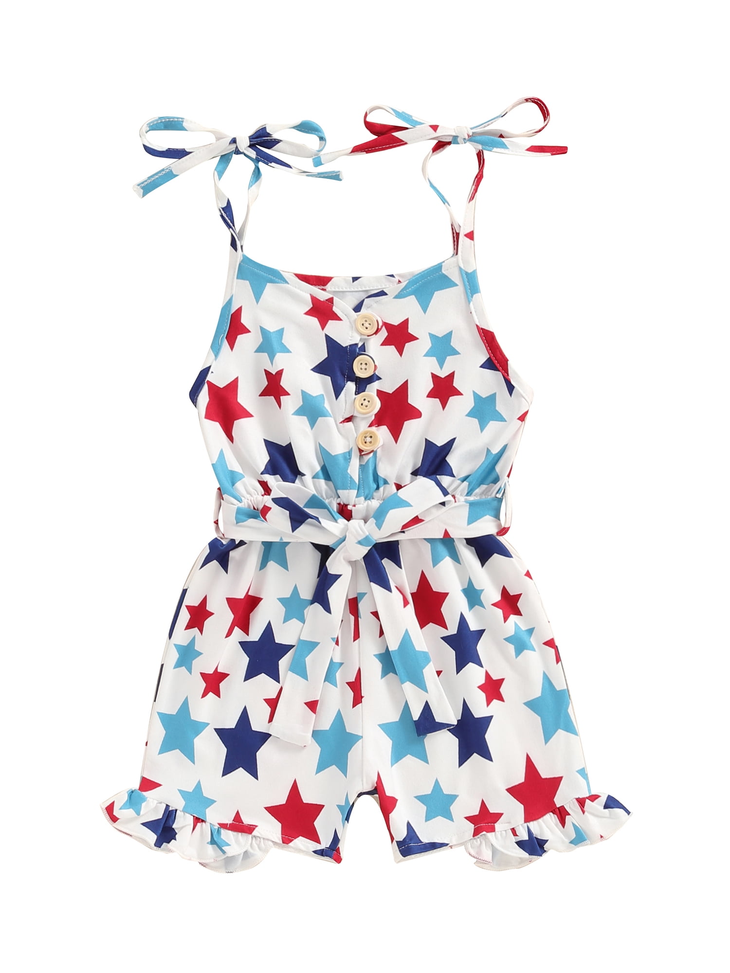 Loalirando Toddler Baby Girl 4th of July Outfits Star Stipe Tie-up ...