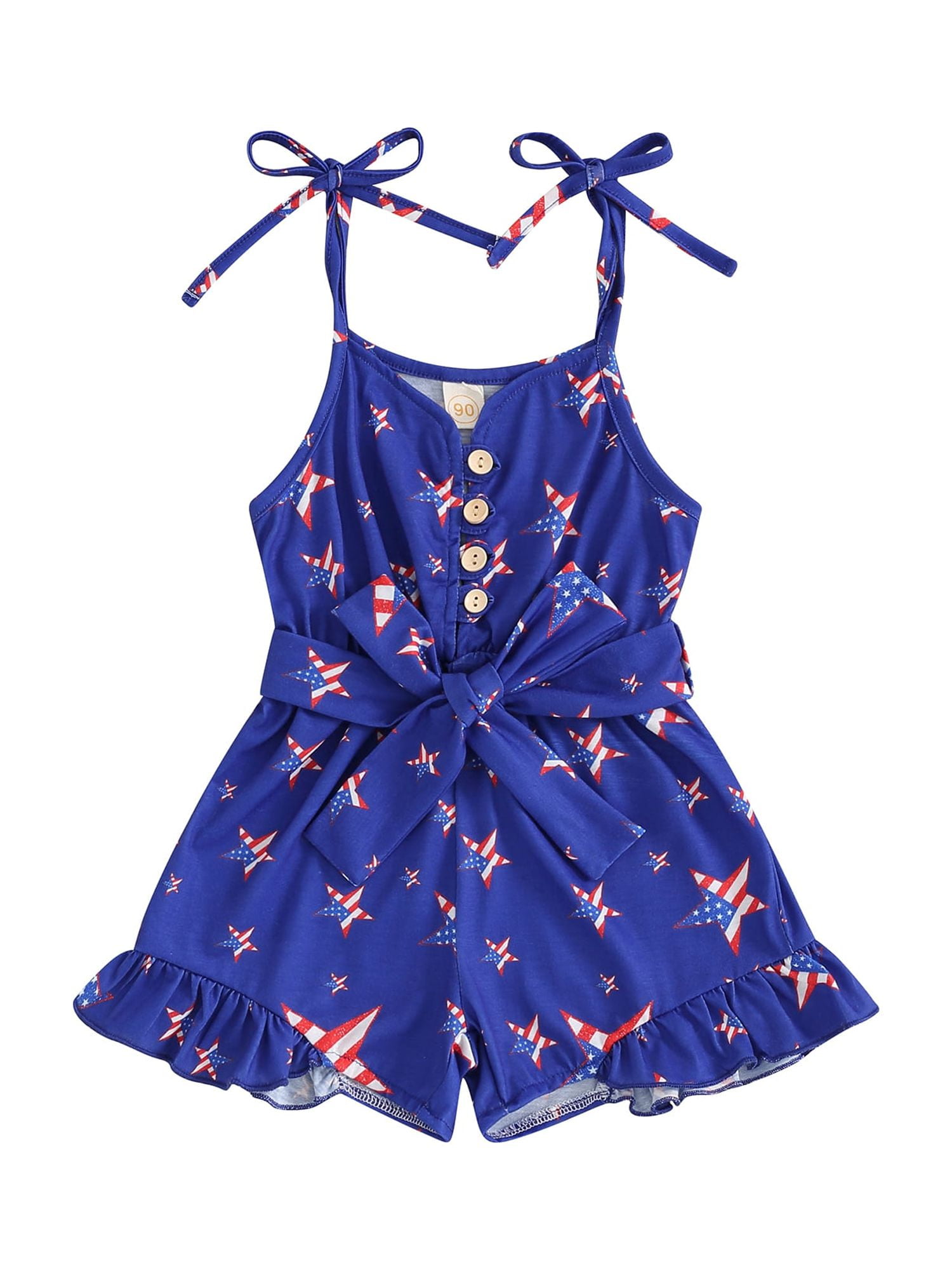 Loalirando Toddler Baby Girl 4th of July Outfits Star Stipe Tie-up ...