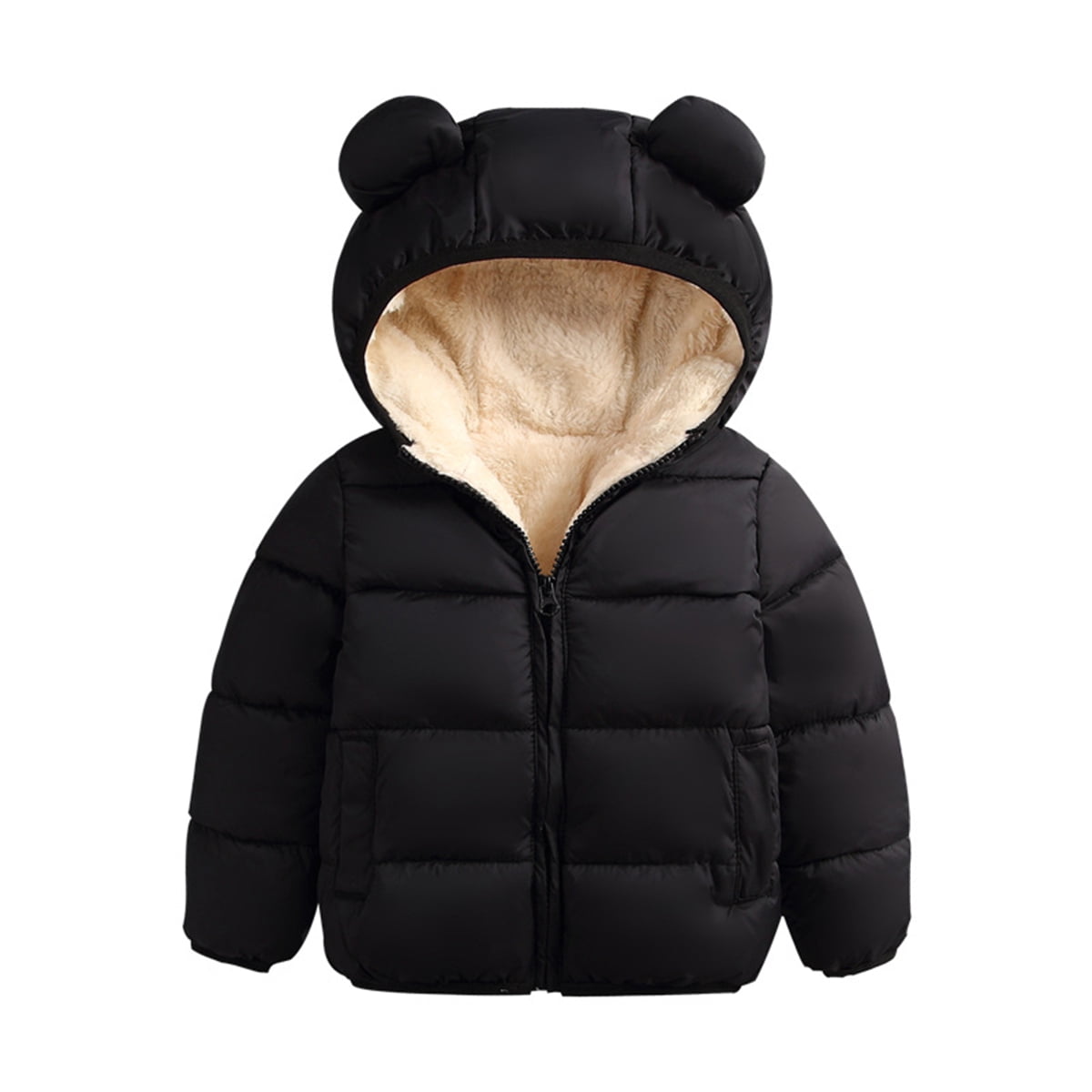 Loalirando Winter Coats for Kids with Hoods Light Puffer Jacket 3D Ears Hooded Long Sleeve ...