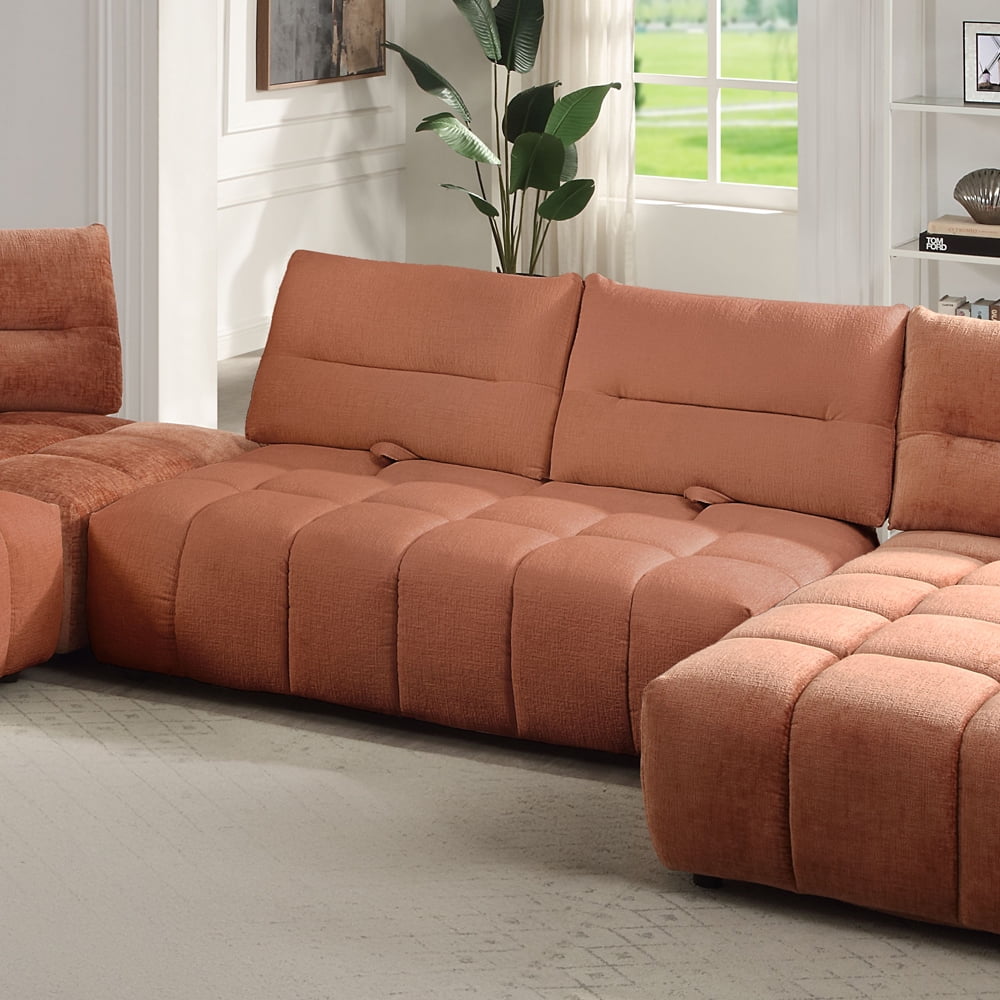 ACME Loanna Modular - Loveseat in Coral Red Linen - Walmart.com