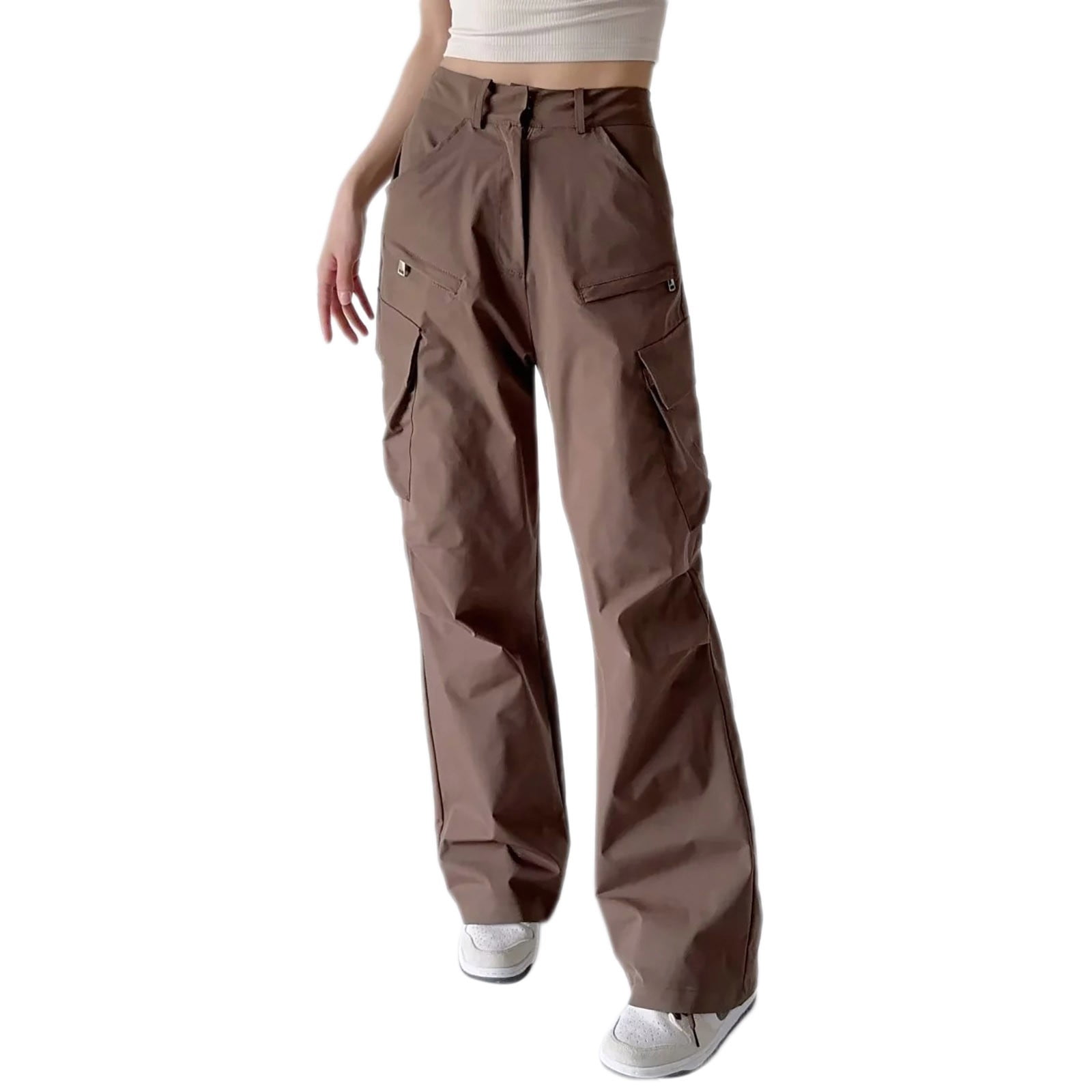 Loasebue Cargo Pants Woman Relaxed Fit Baggy Clothes Black Pants High